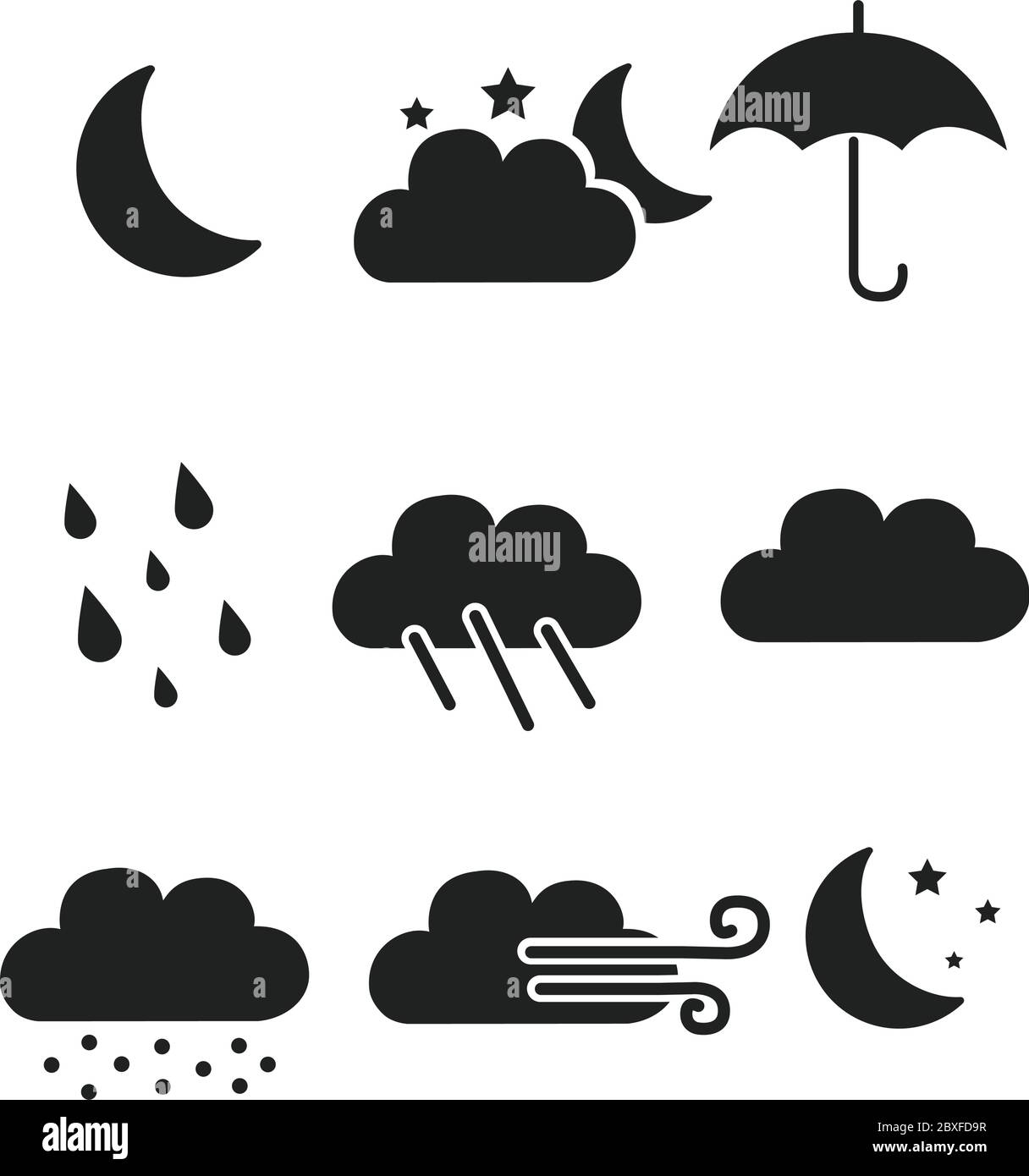 Black weather icons flat vector meteorology illustrations isolated eps ...