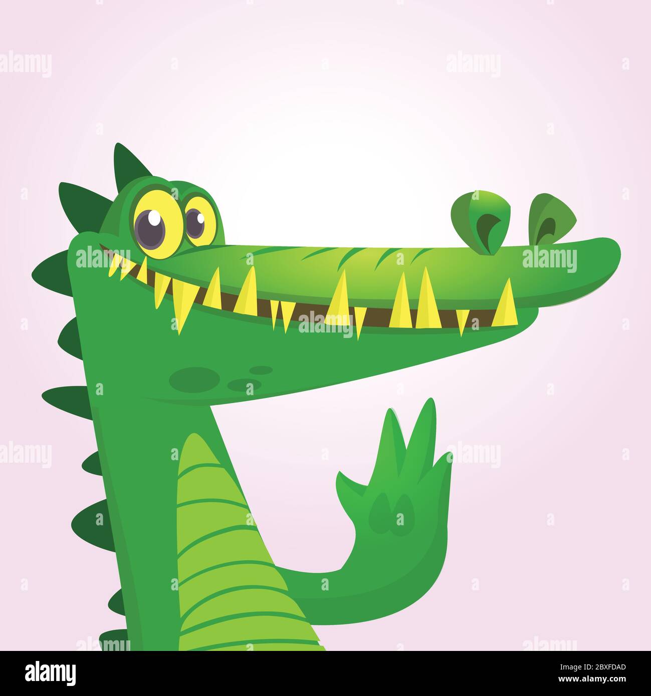Cute cartoon crocodile or dinosaur. Vector illustration of a green ...
