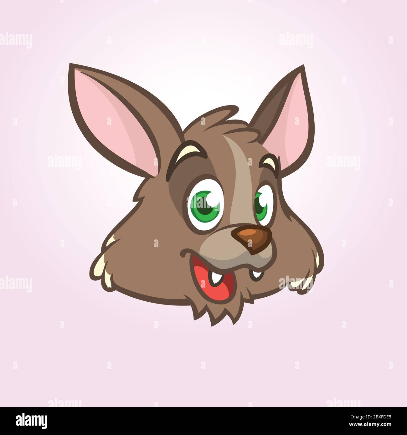 Cool cartoon wolf head or werewolf. Icon. Vector illustration isolated ...