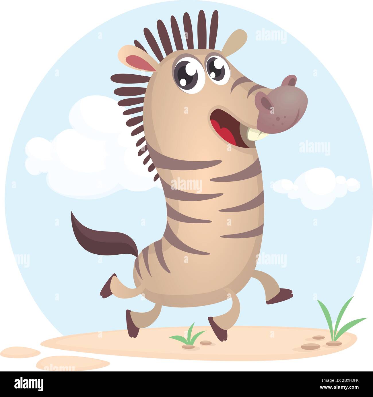 Lovely cartoon illustration of zebra dancing excited. Vector character ...
