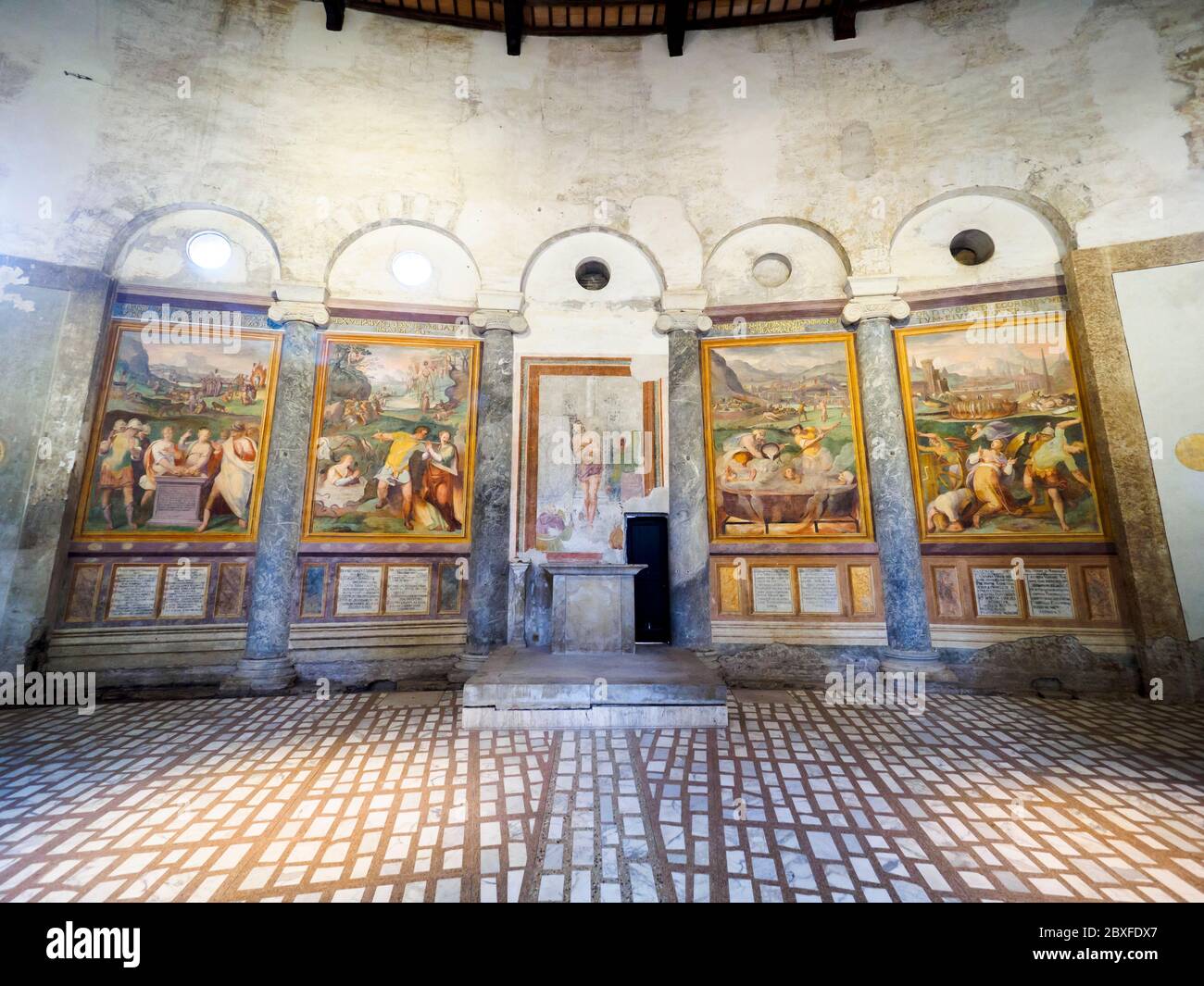 Walls decorated with frescoes portraying scenes of martyrdom in the ...