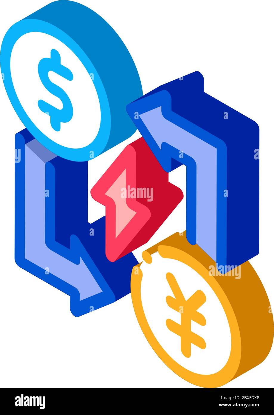 transfer of different currencies isometric icon vector illustration ...