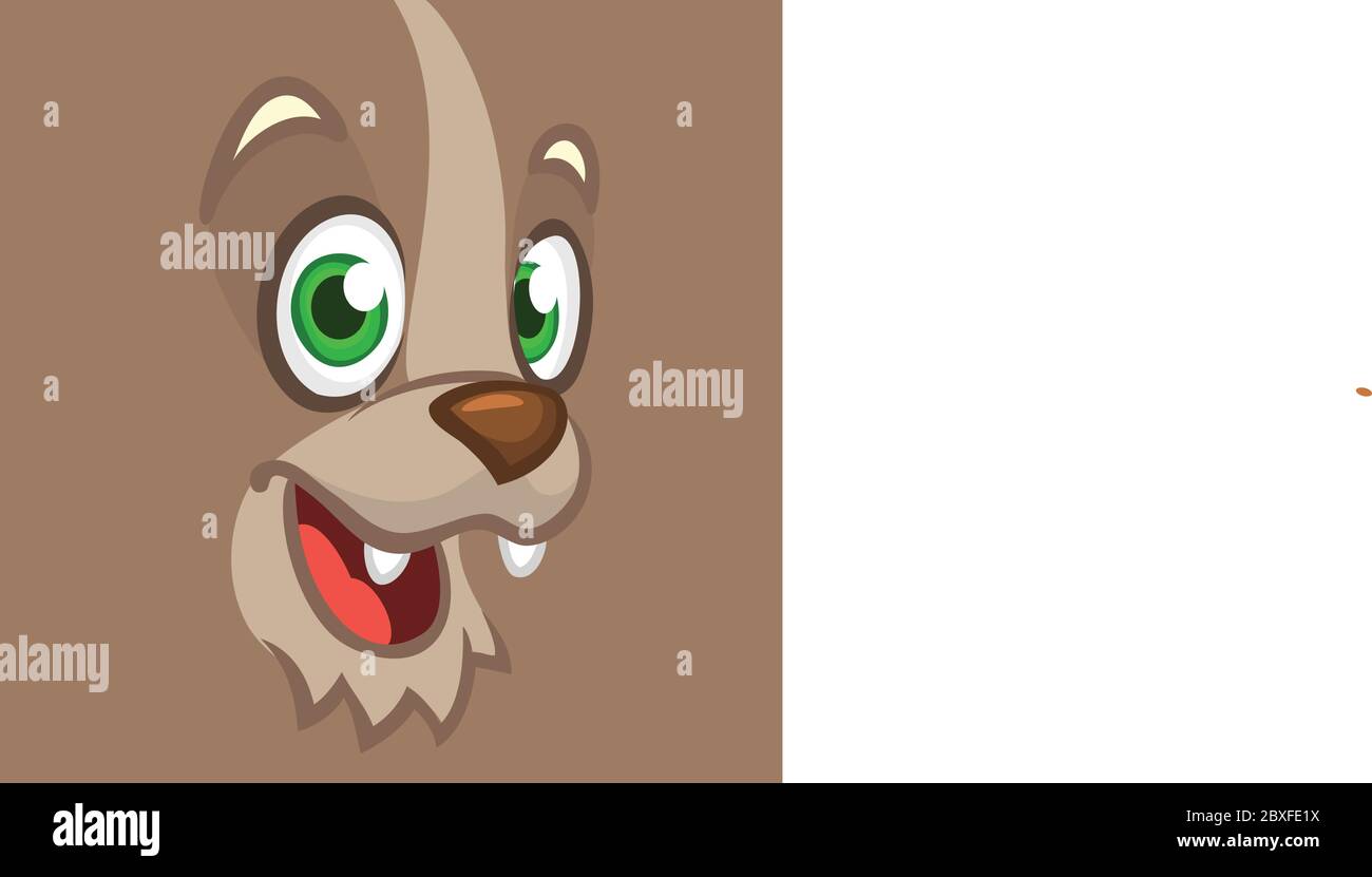 Happy wolf excited. Vector illustration of wolf face. Cartoon character ...