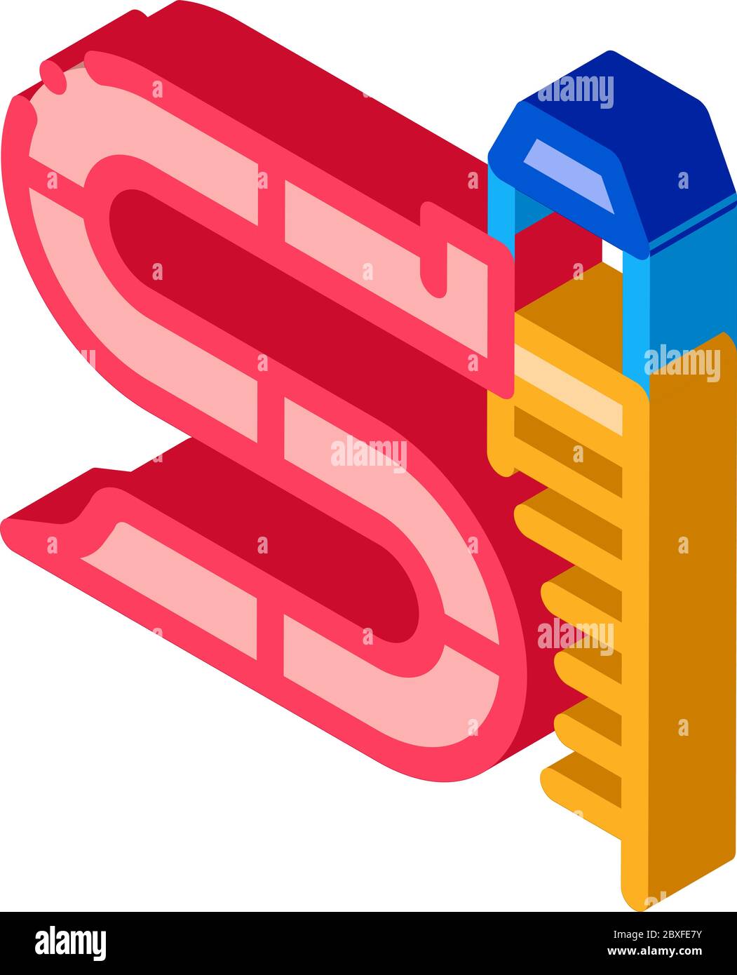 zigzag water slide isometric icon vector illustration Stock Vector ...