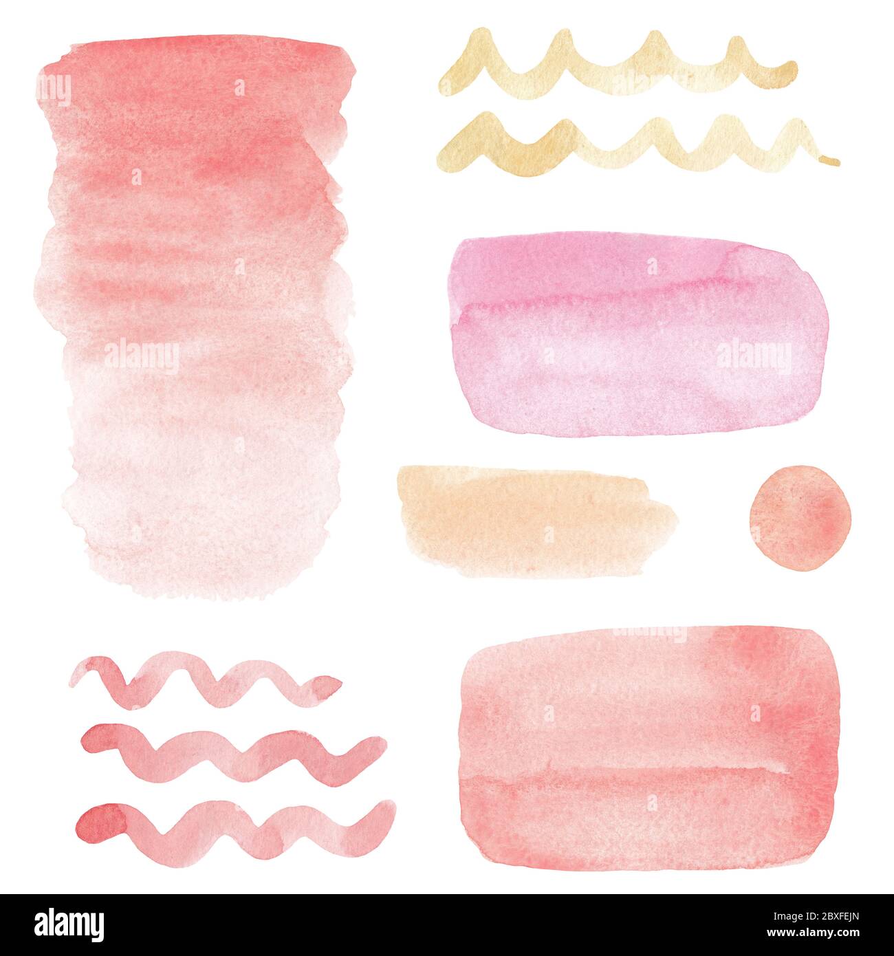 Watercolor set of aesthetic forms, brush strokes. Abstract elements of ...