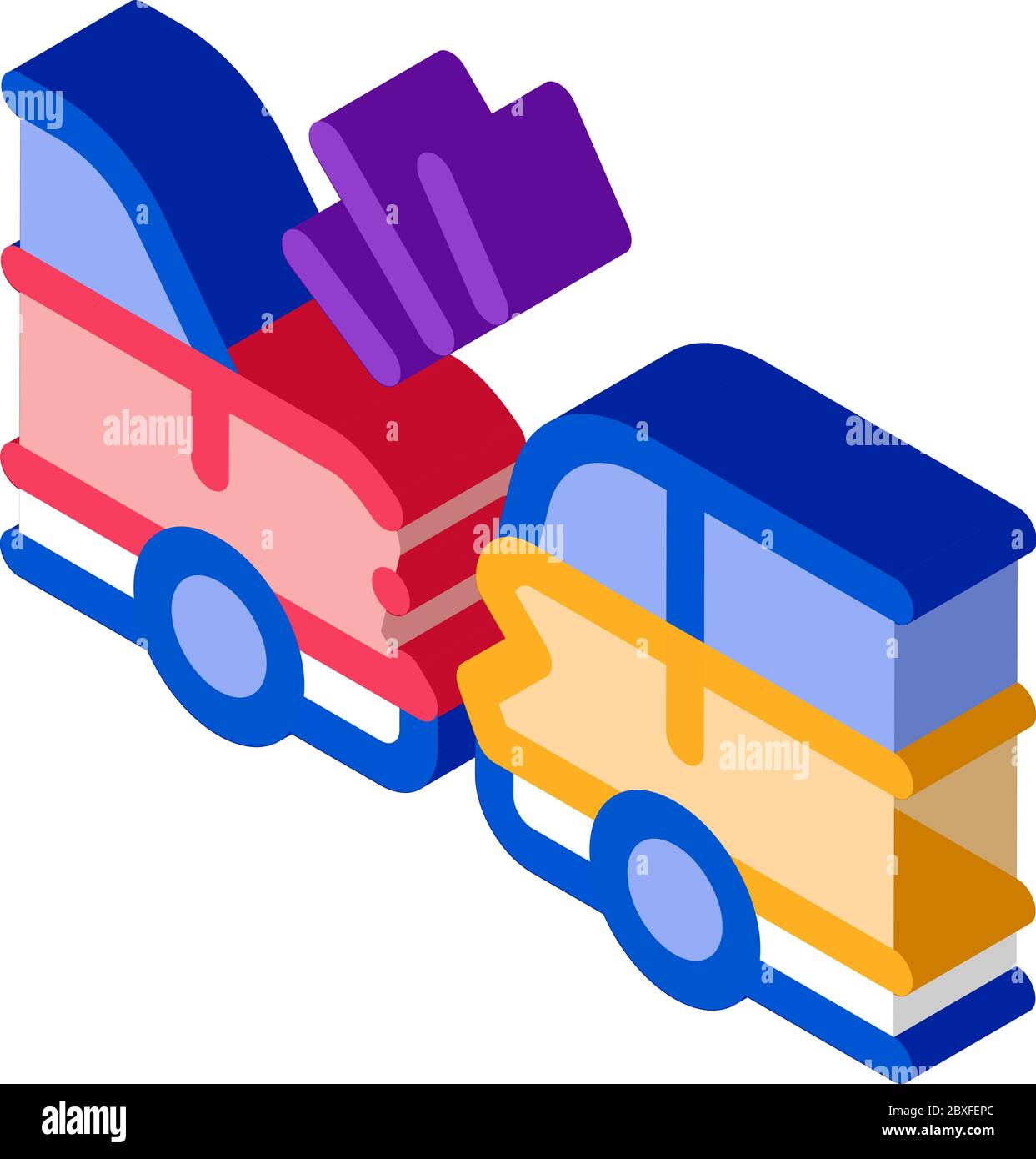 minimum dangerous distance between cars isometric icon vector ...