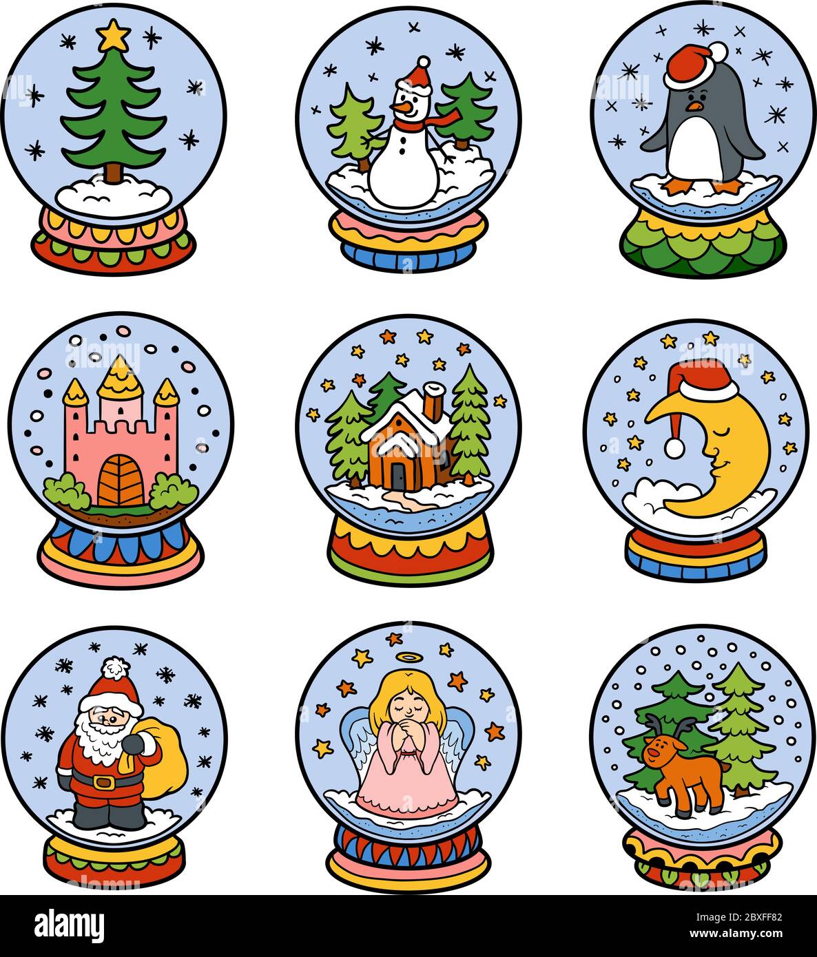 Vector color set of snowballs, colorful Christmas stickers Stock Vector ...