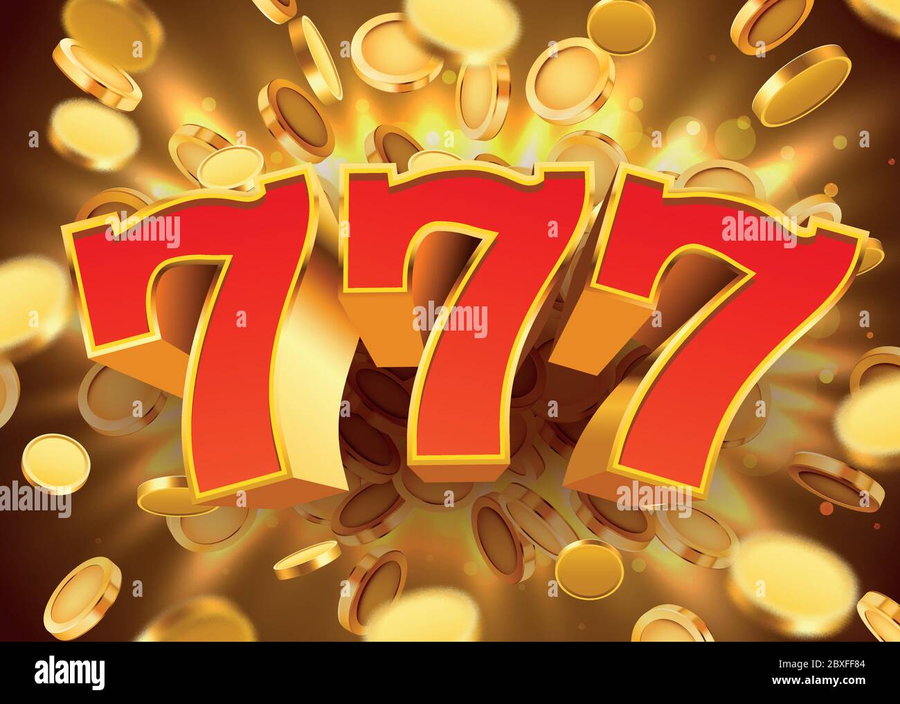 Golden slot machine 777 with flying golden coins wins the jackpot. Big ...