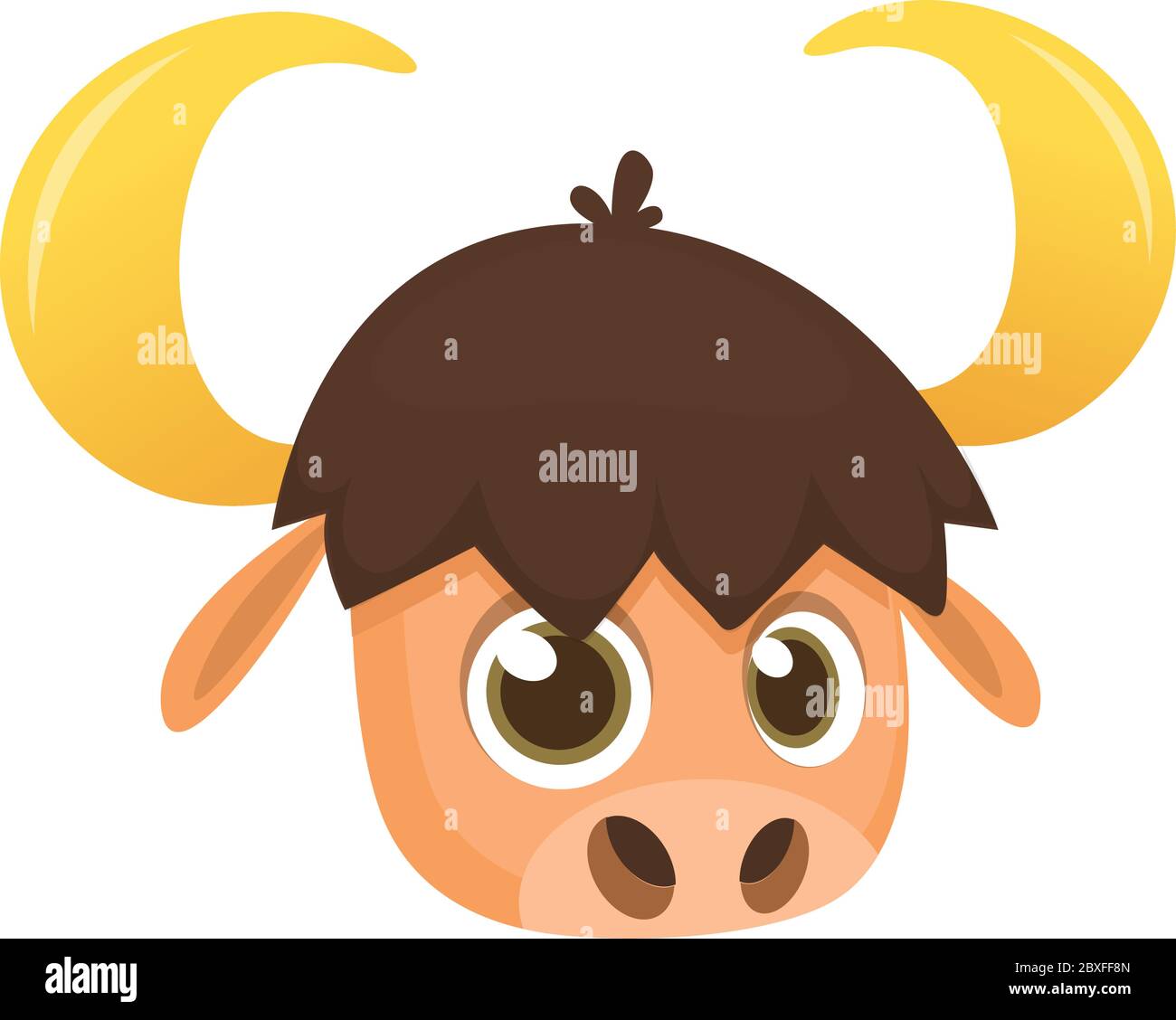 Cartoon american bull (buffalo, ox, bison) head icon, isolated on white ...