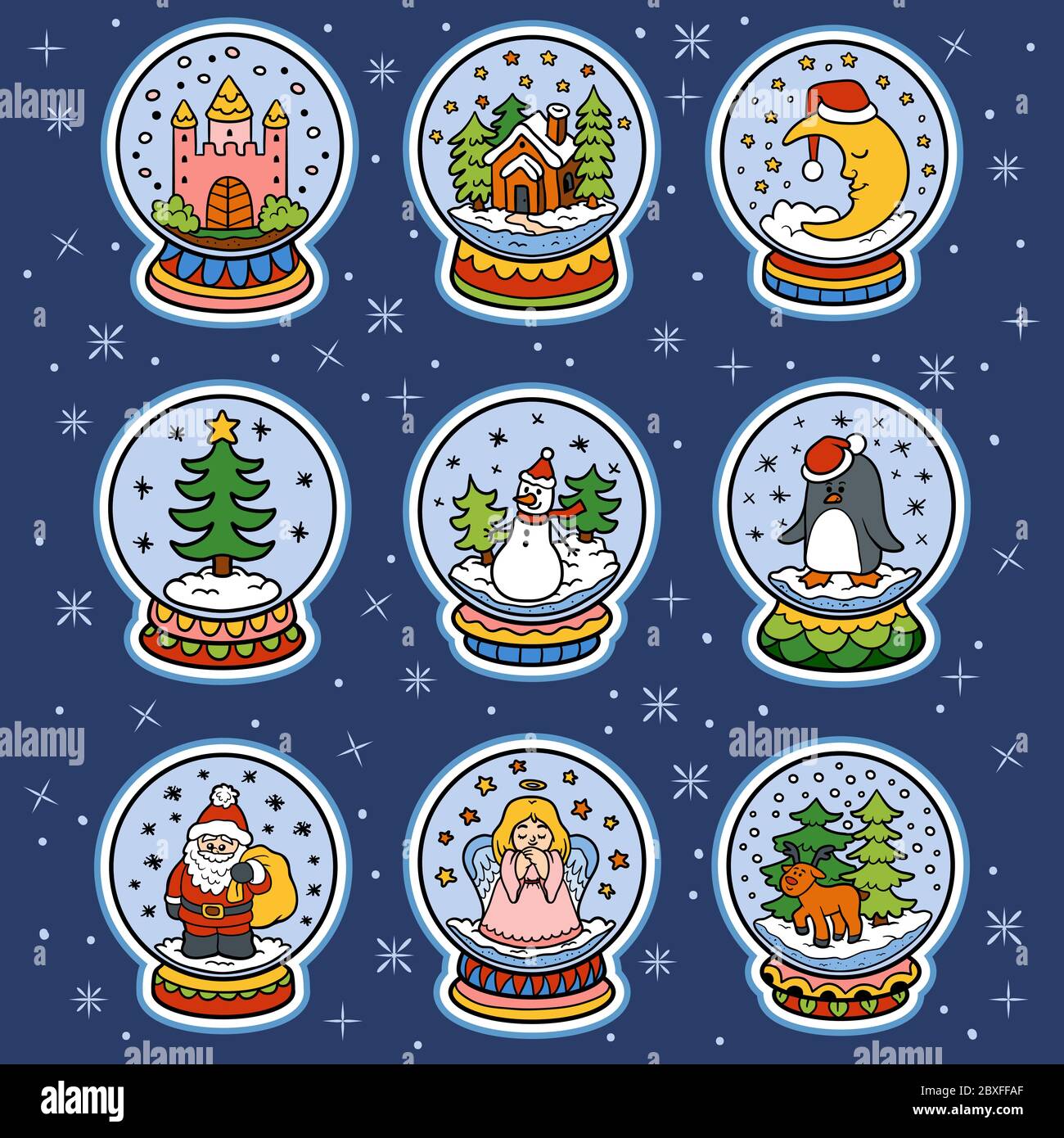 Vector color set of snowballs, colorful Christmas stickers Stock Vector ...