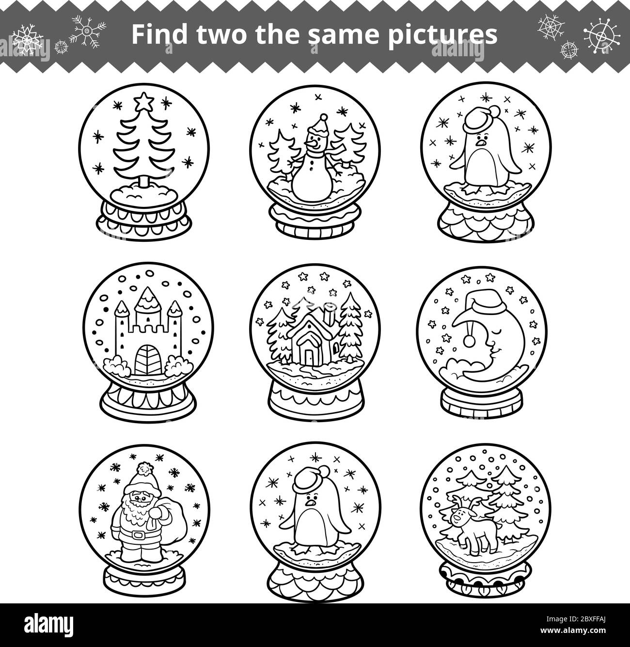 Find two the same pictures, education game for children. Christmas ...
