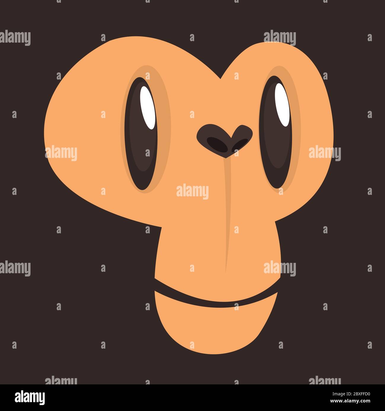 Cartoon sad monkey face expression. Vector illustration of smiling ...
