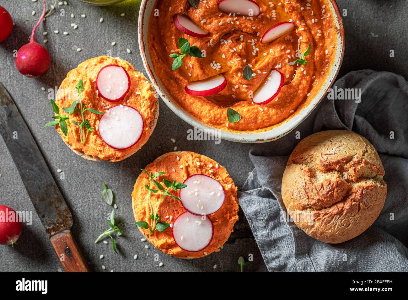 Enjoy your roll as quick and healthy breakfast Stock Photo - Alamy