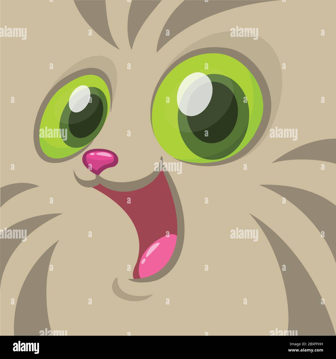 Vector cartoon image of a gray cat face. Vector cat head avatar Stock ...