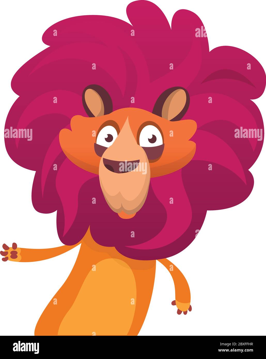 Happy funny cartoon lion. Vector character illustration for children ...