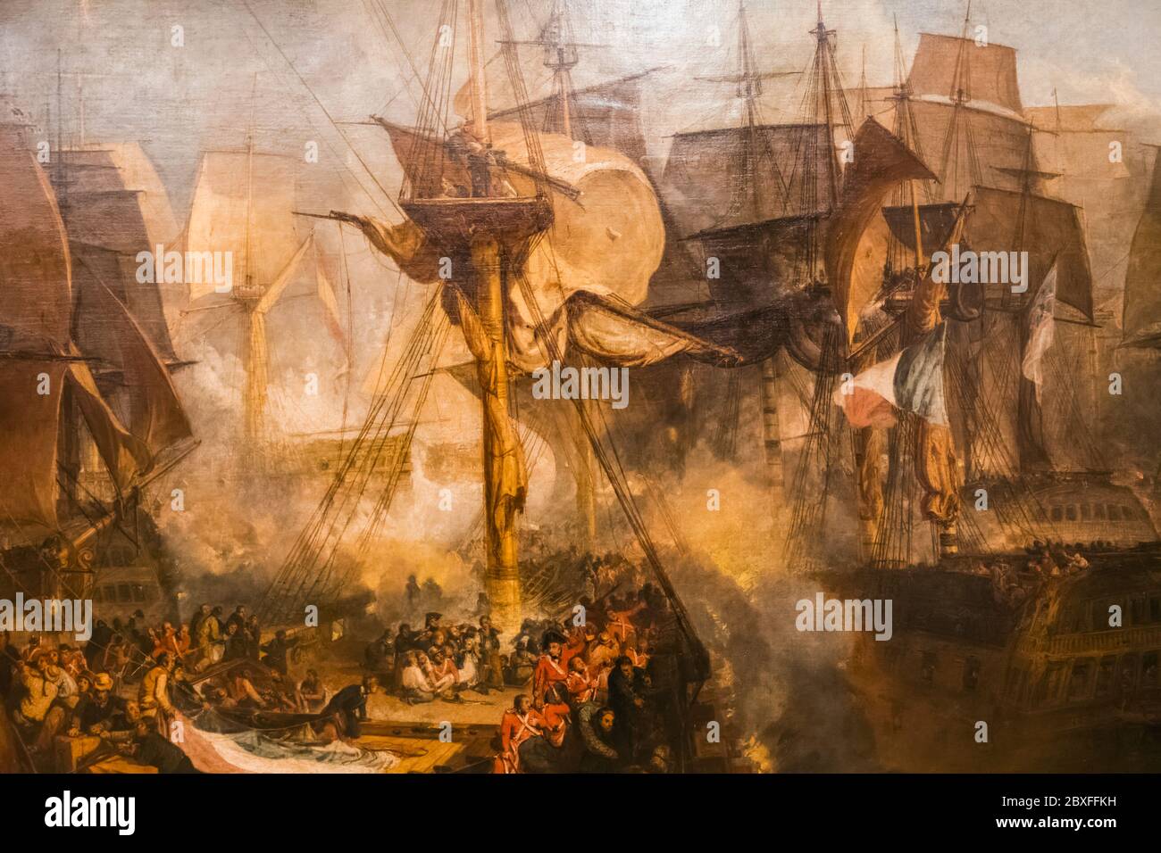 Painting titled "The Battle of Trafalgar" by JMW Turner dated 1806 ...
