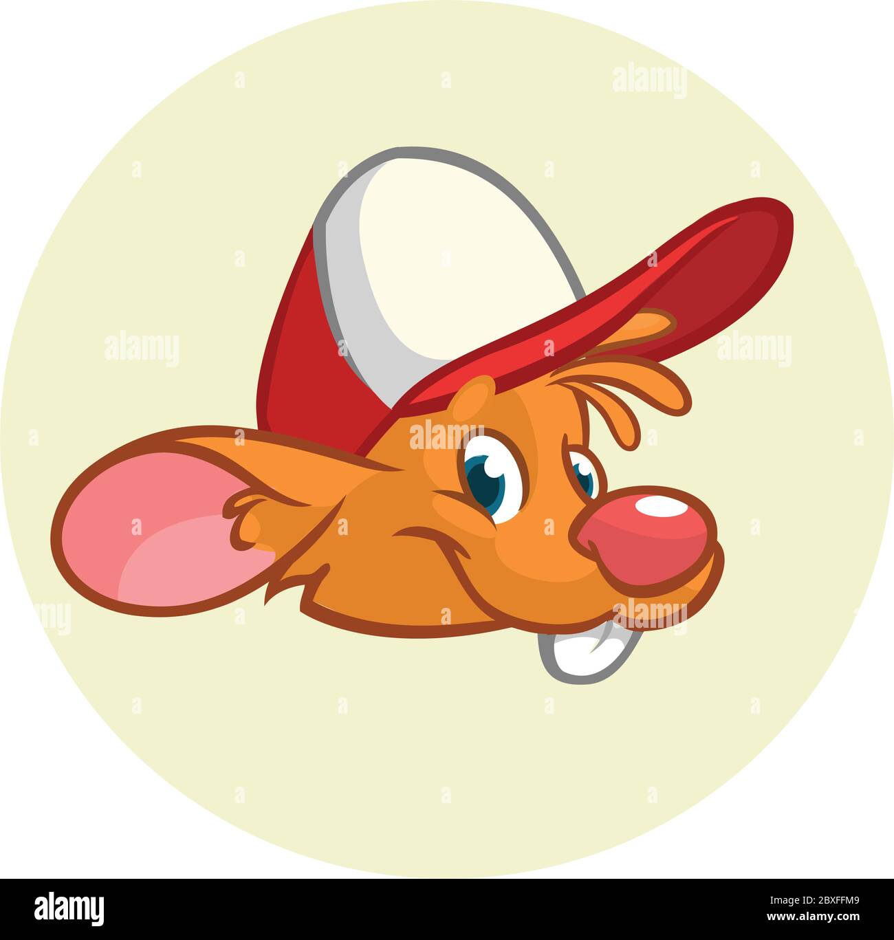 Happy cartoon mouse head. Vector icon of hipster mouse. Design for ...