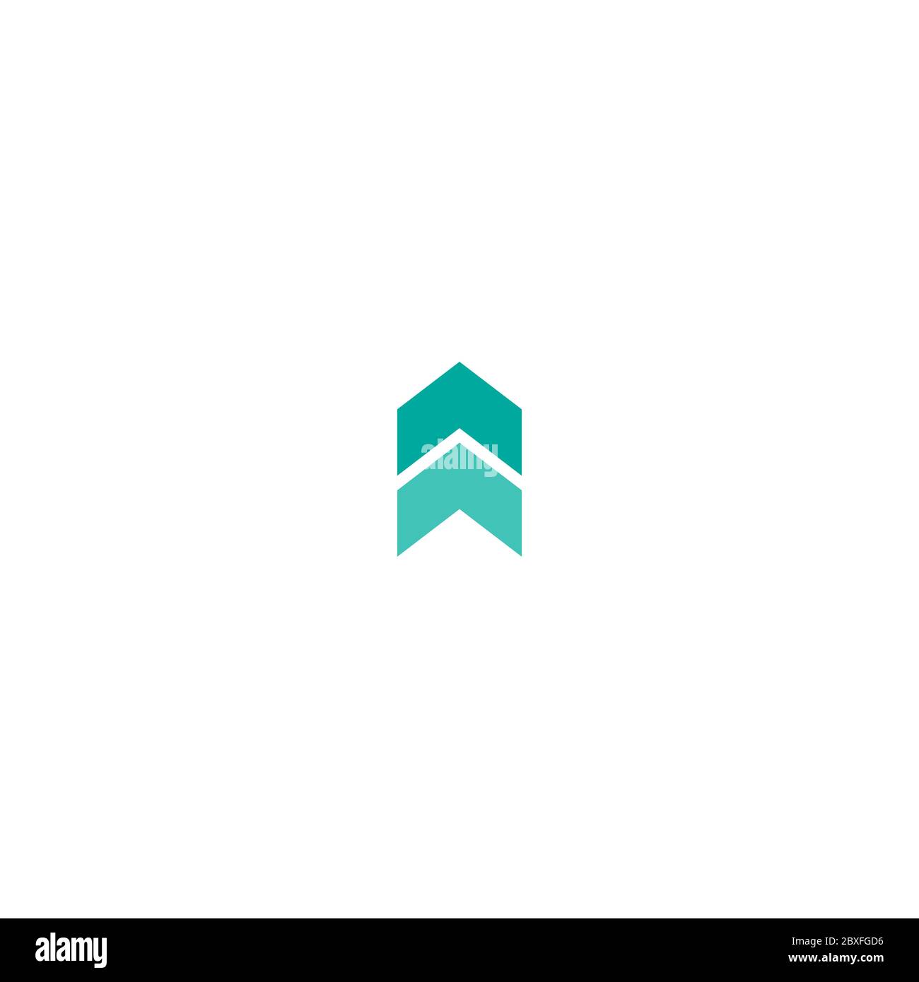 two blue squared arrows up icon. swipe up button. Isolated on white ...