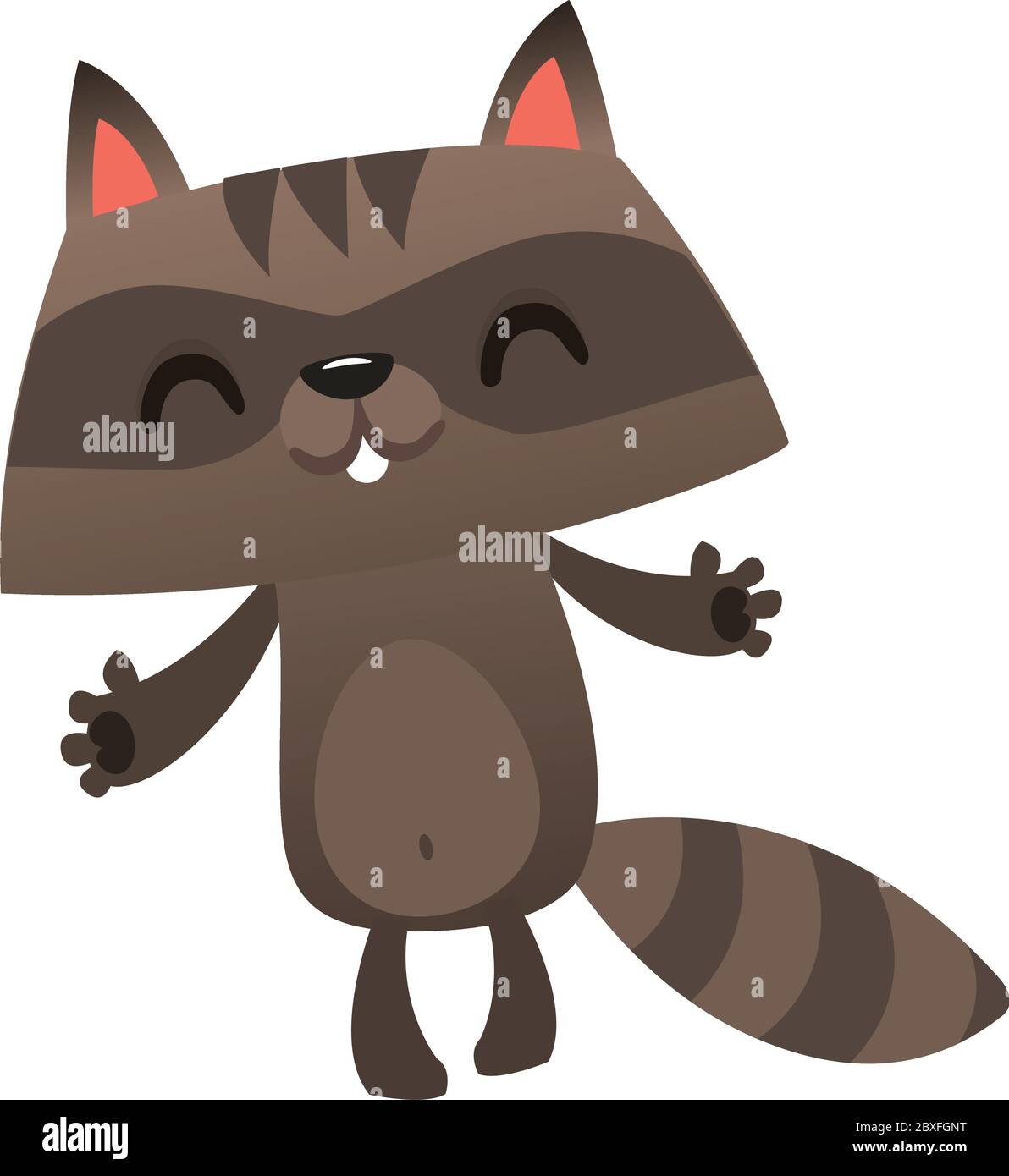 Happy cartoon raccoon jumping. Vector illustration of small raccoon ...