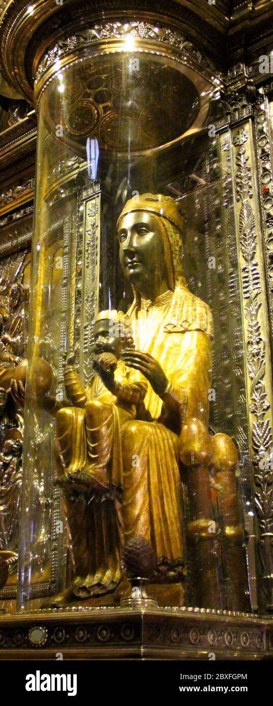 The Black Madonna in the Basilica at the Montserrat Benedictine monastery Catalunya Spain Stock ...