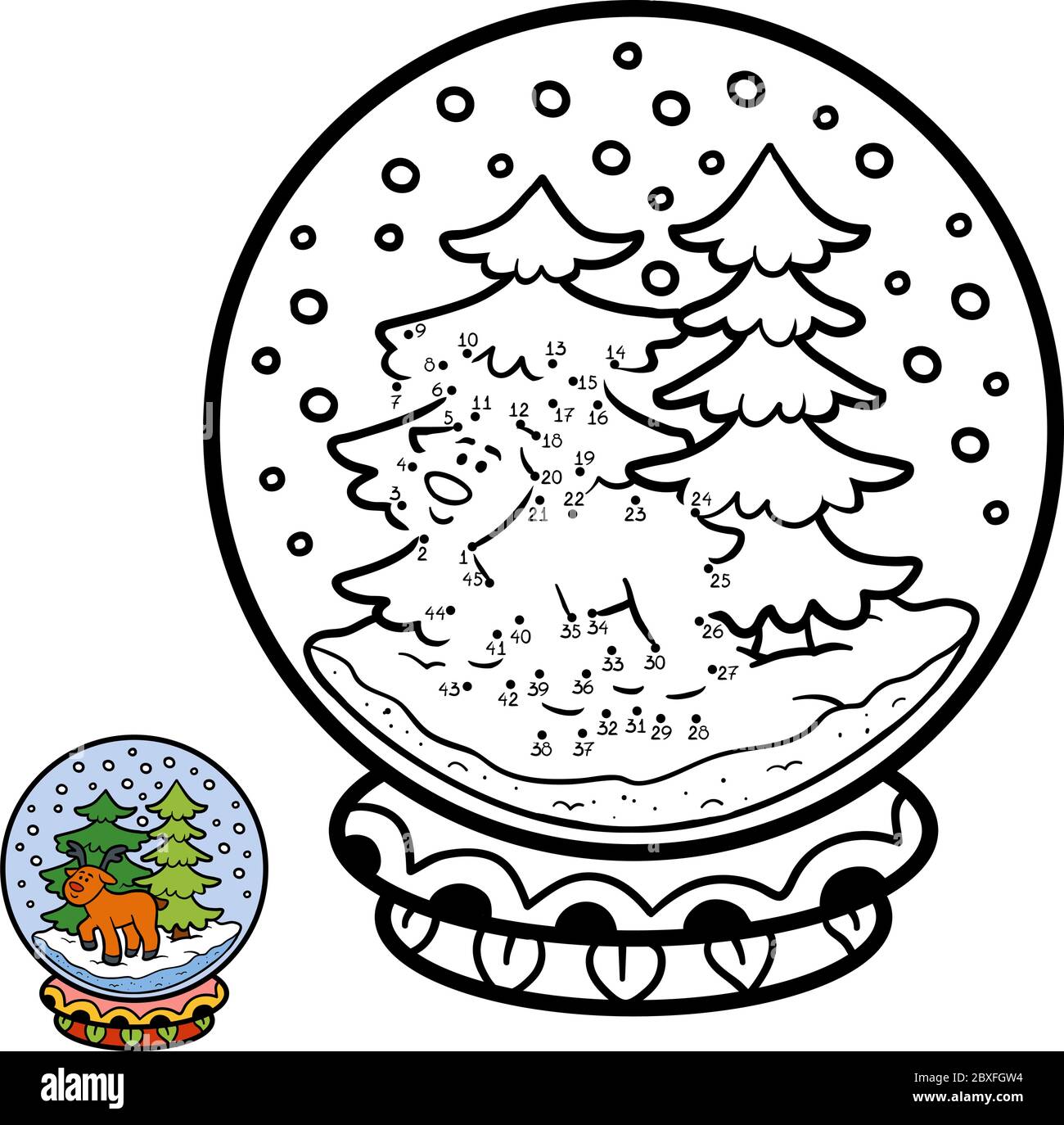 Numbers game, education dot to dot game for children, winter Snowball ...