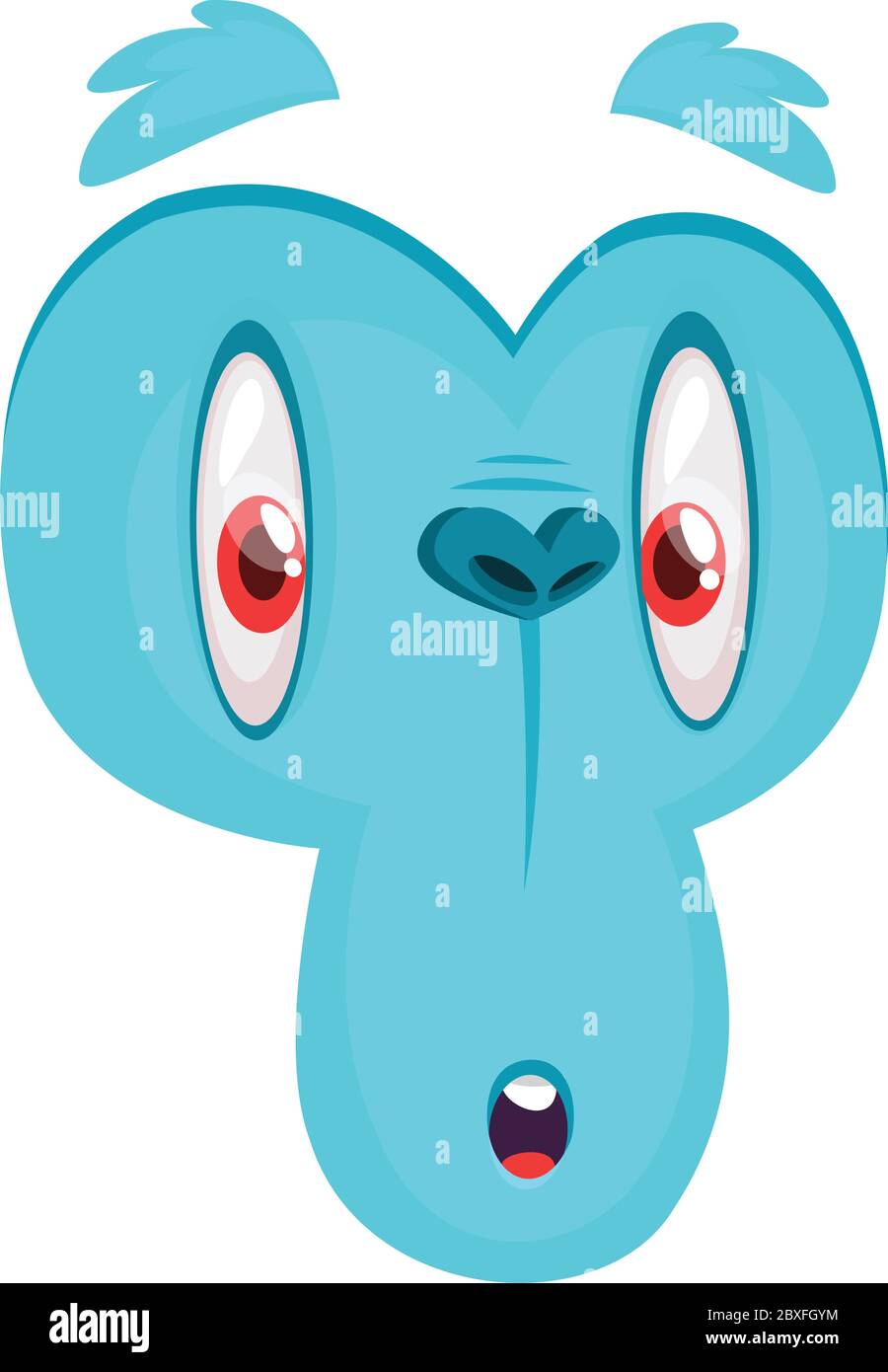 Scary cartoon yeti bigfoot face avatar. Vector blue monster Stock ...