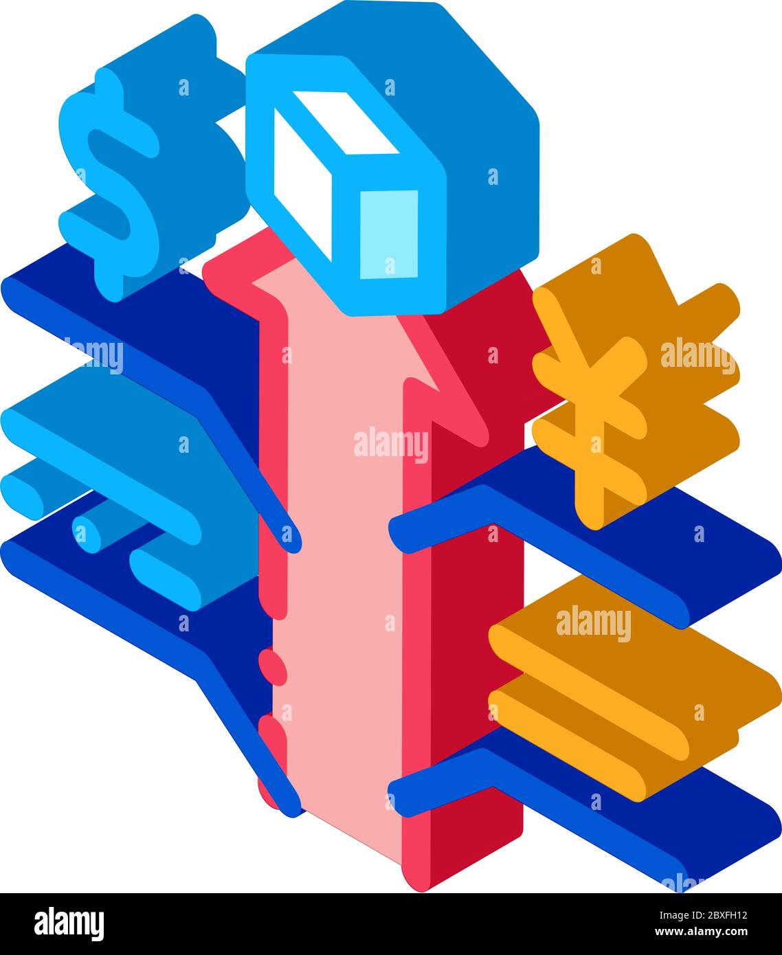 increase sales and exchange rates isometric icon vector illustration ...