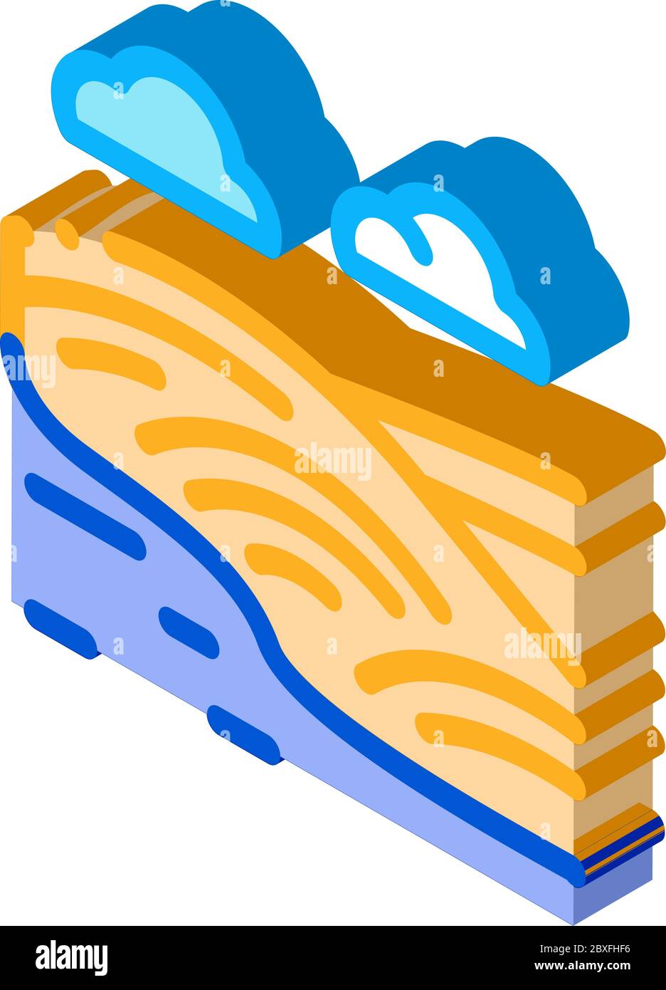 river landscape with hills isometric icon vector illustration Stock ...