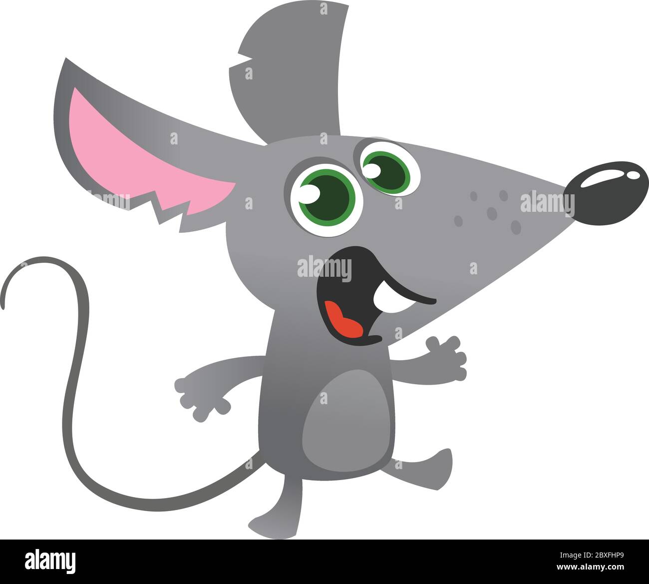 Cartoon gray mouse talking. Vector illustration isolated. Great for ...
