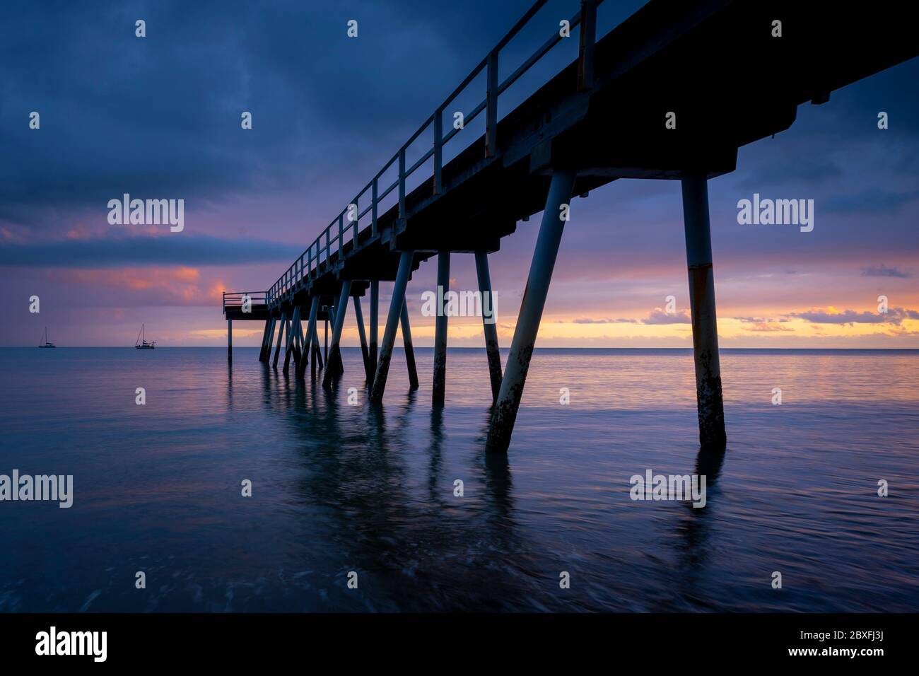 Scarness Jetty at sunrise, Hervey Bay, Queensland, Australia Stock ...