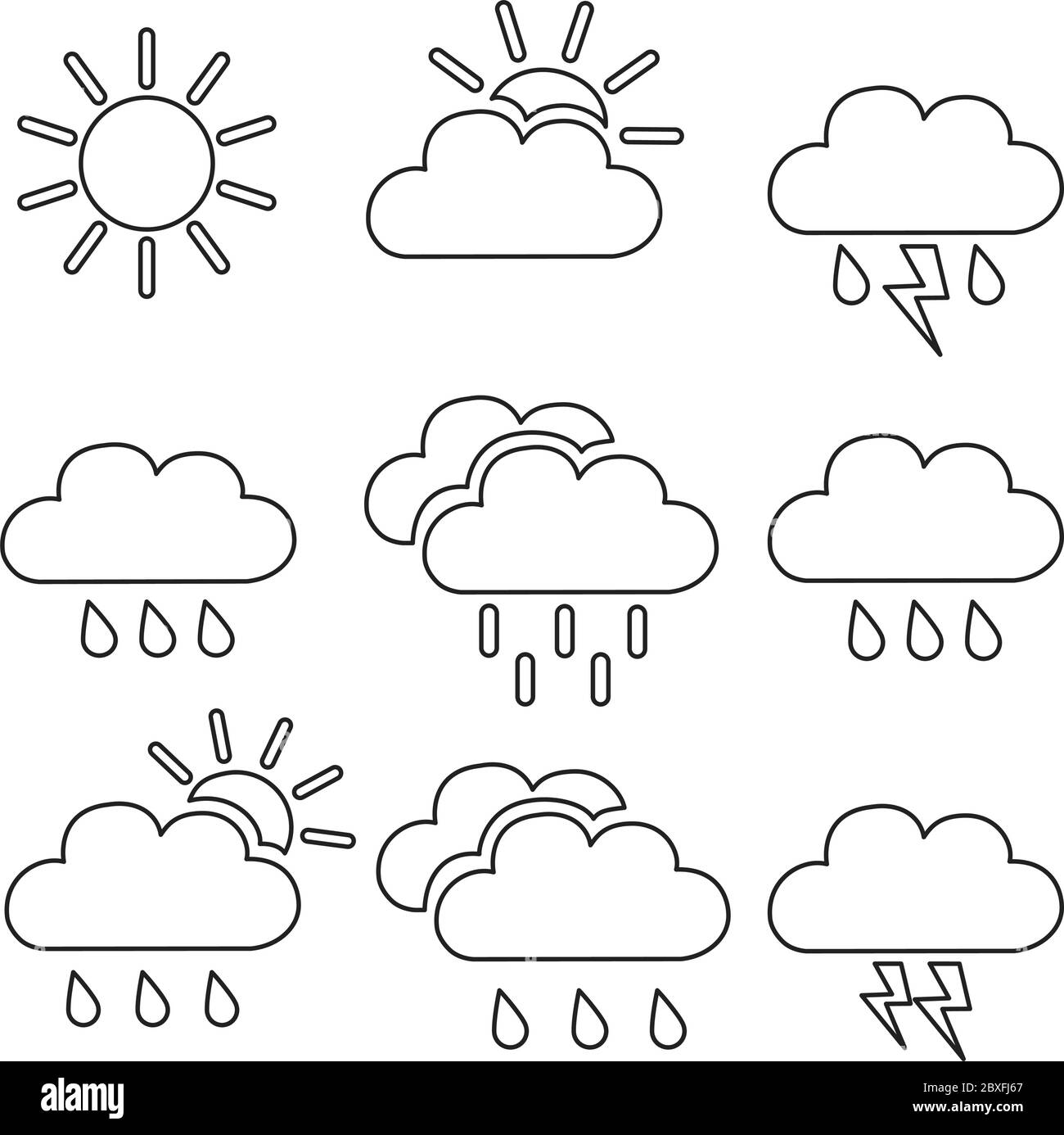 Line weather icons forecast web collection flat vector illustration ...