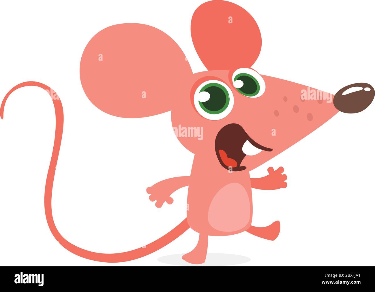 Happy cartoon pink mouse talking. Vector illustration isolated Stock ...