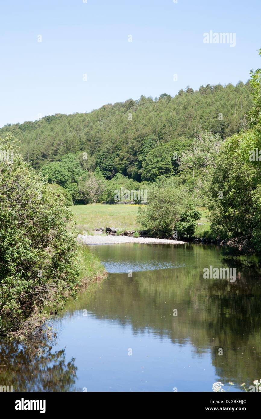 The Afon Lledr near the village of Dolwyddelan in the Lledr Valley ...