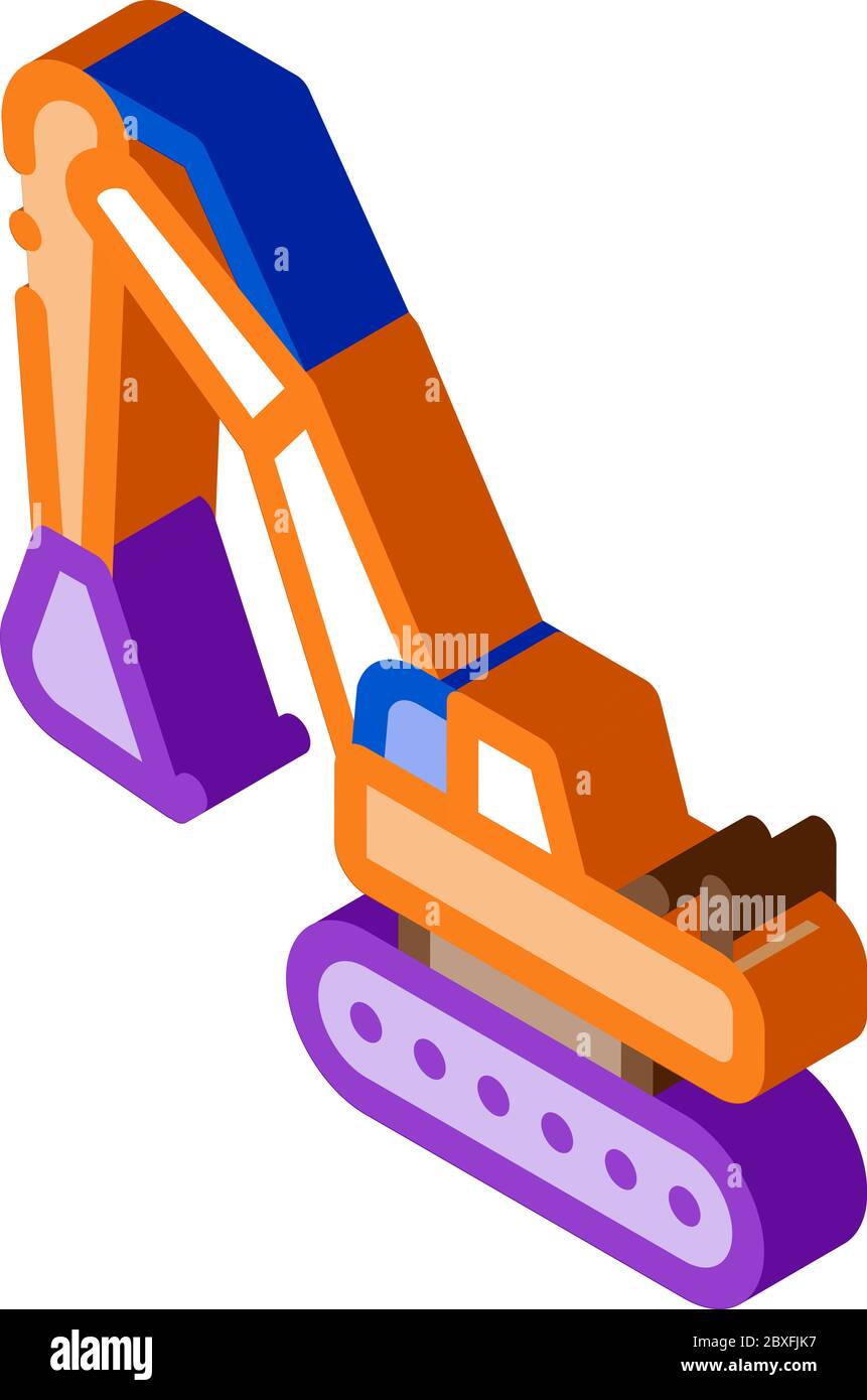 excavator isometric icon vector illustration Stock Vector Image & Art ...