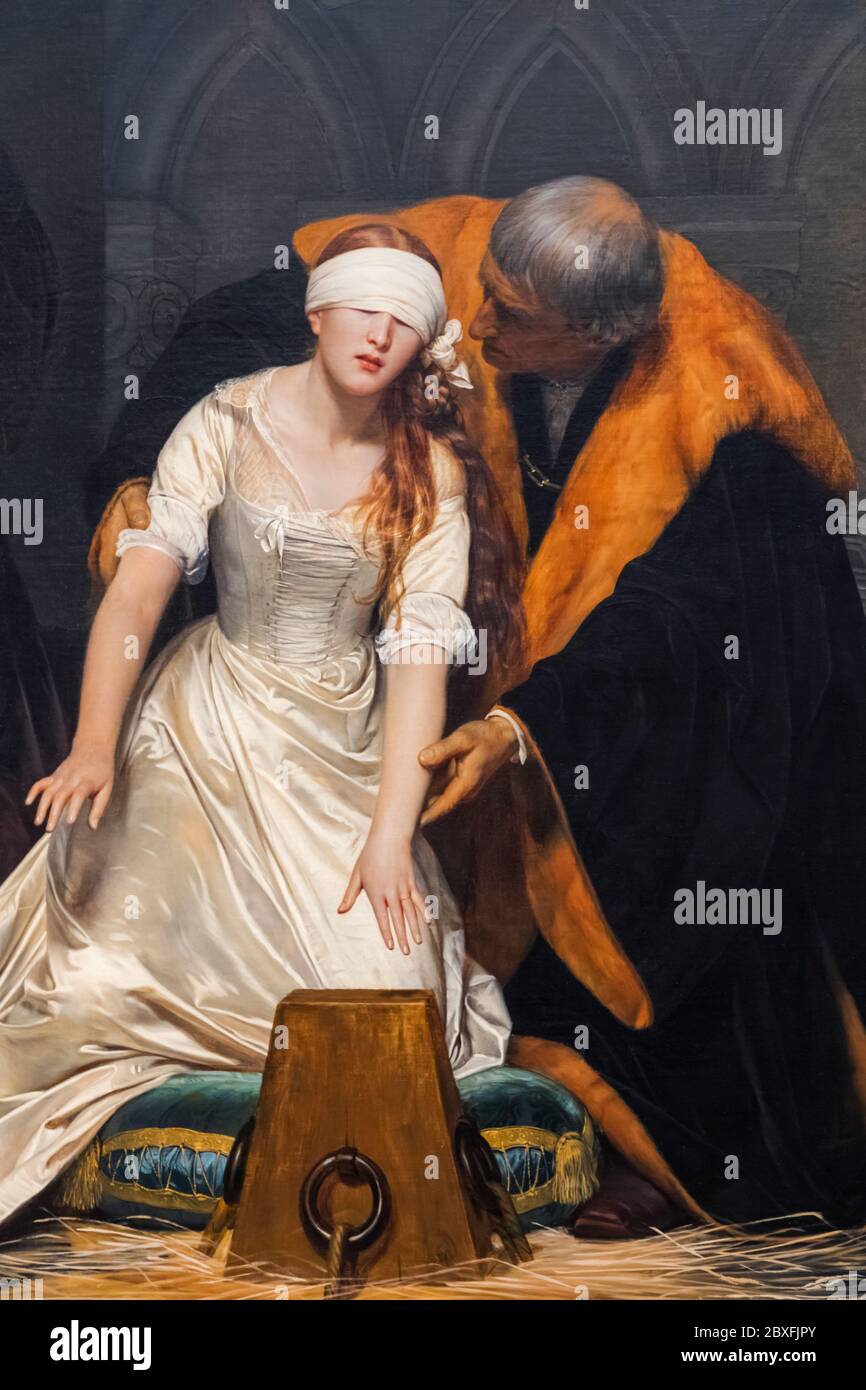 Painting titled "The Execution of Lady Jane Grey" by Paul Delaroche ...