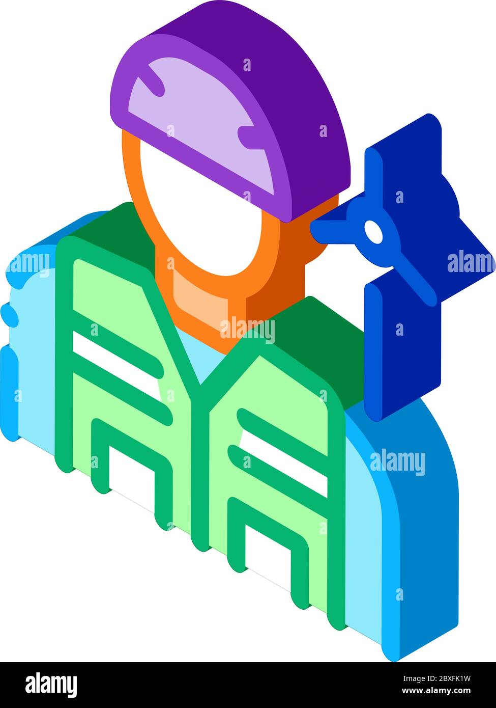 employee with protection wind energy technicians icon vector ...