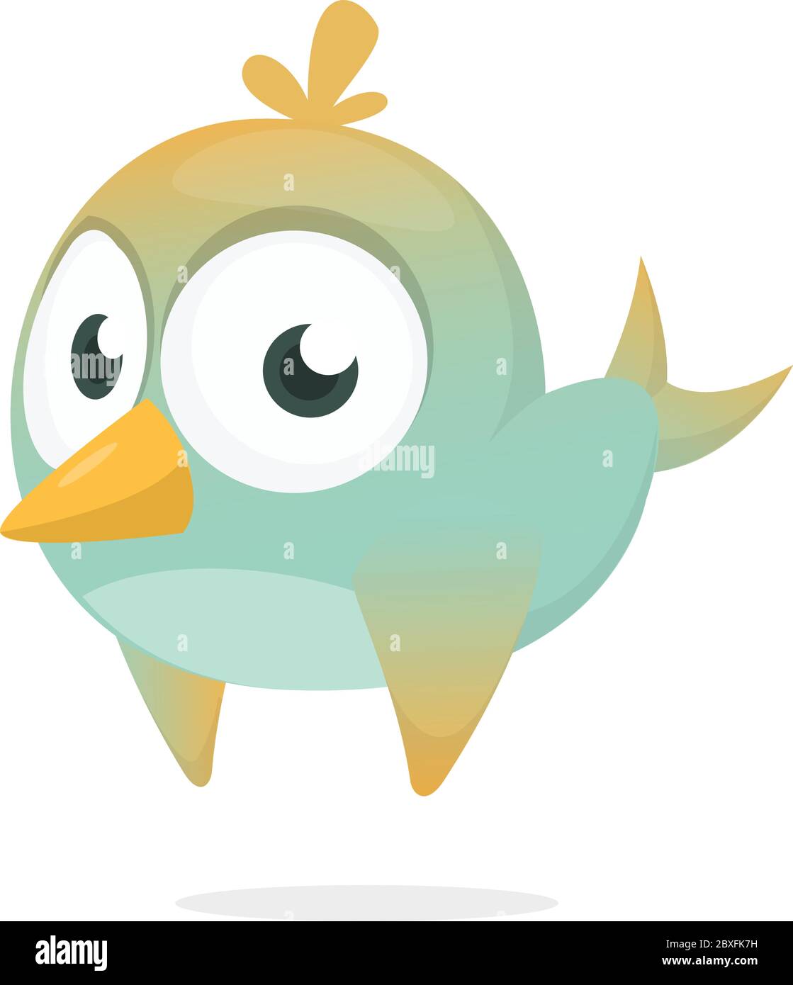 Funny blue bird cartoon. Vector illustration of forest blue bird ...