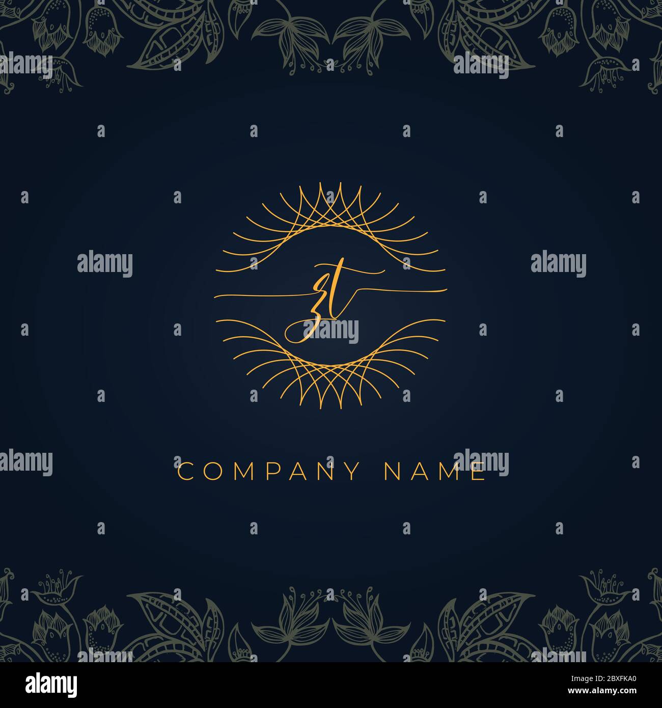 Elegant luxury initial letter ZT logo. This logo icon incorporate with abstract rounded thin ...