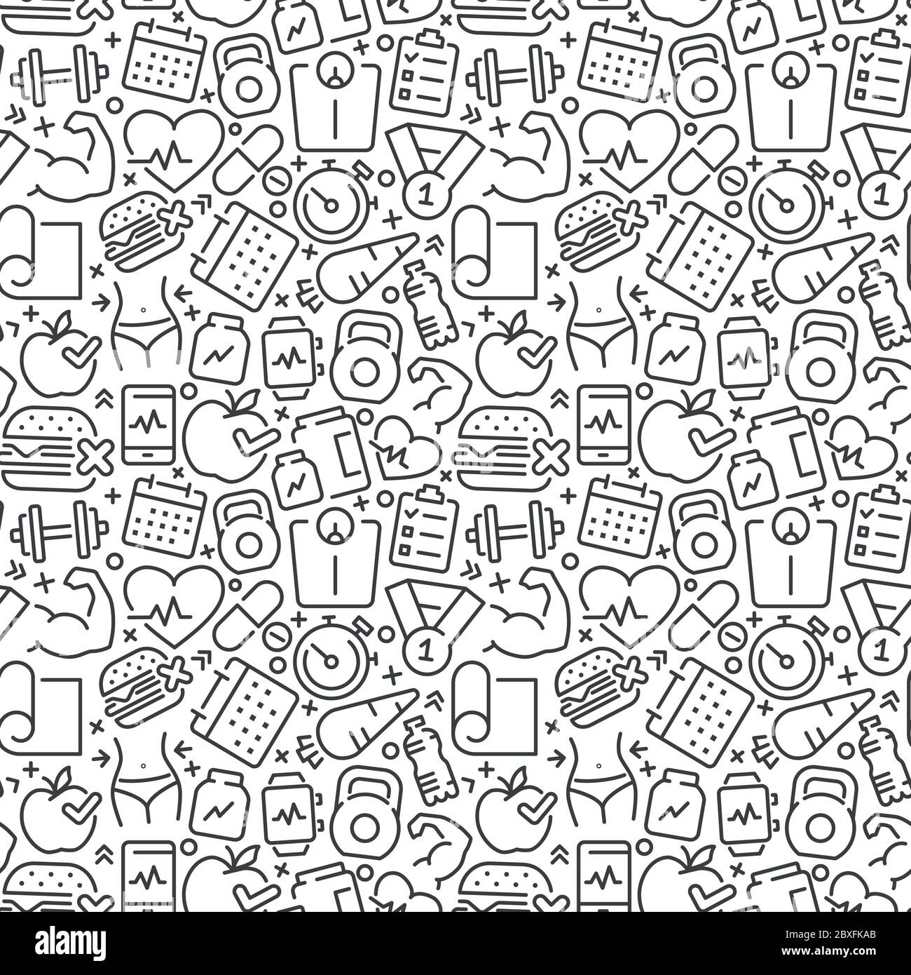 Seamless pattern with sports and fitness icons Stock Vector Image & Art ...