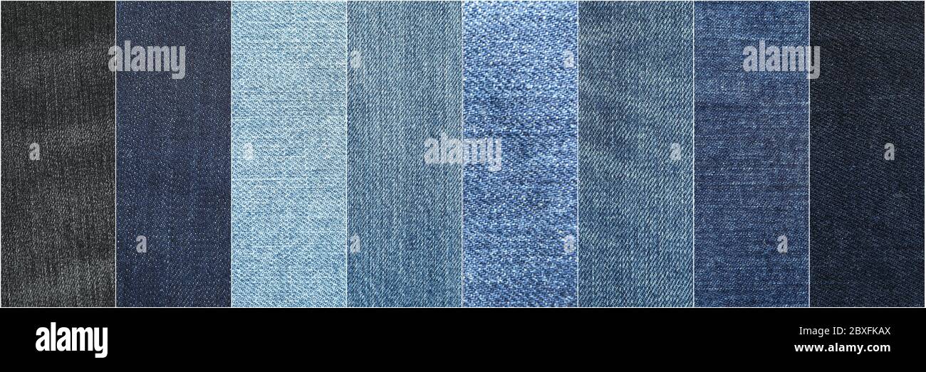 Collage of different jeans texture. Clothes collage Stock Photo - Alamy