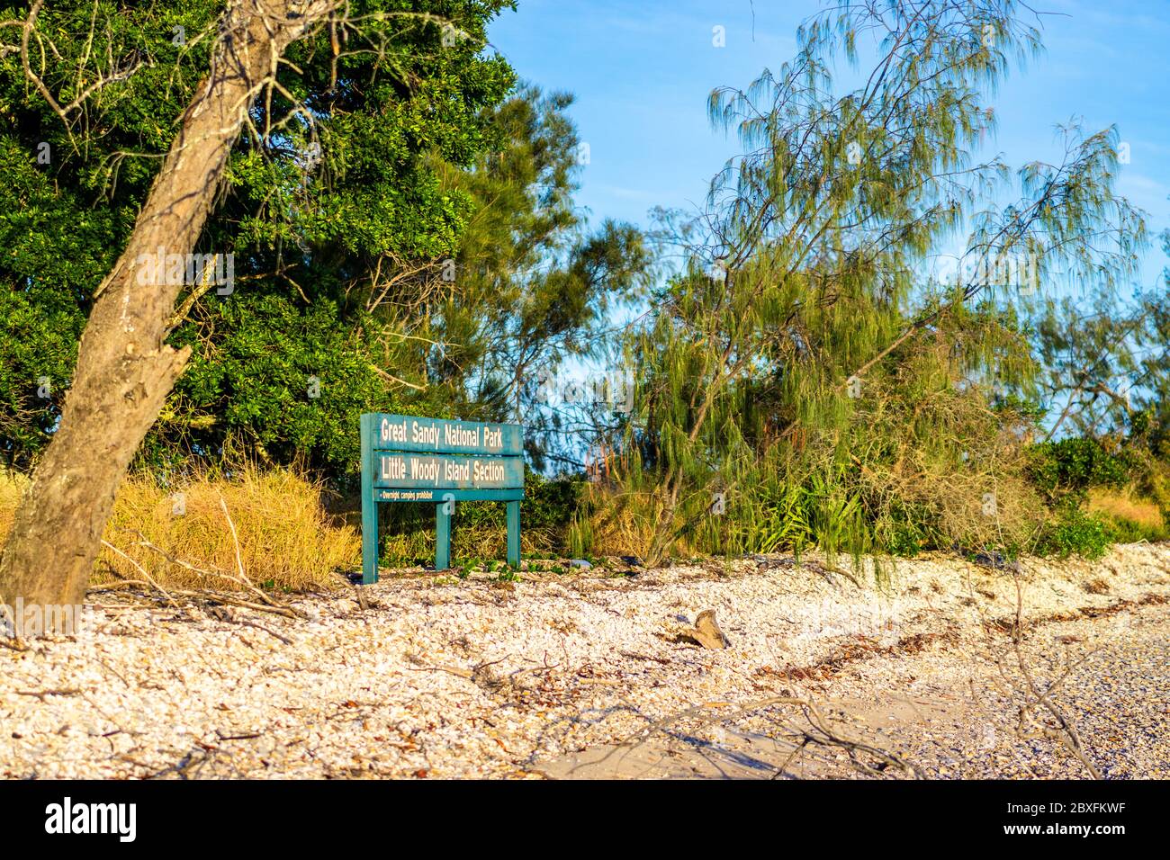 National Parks sign, Little Woody Island, Queensland Australia Stock ...