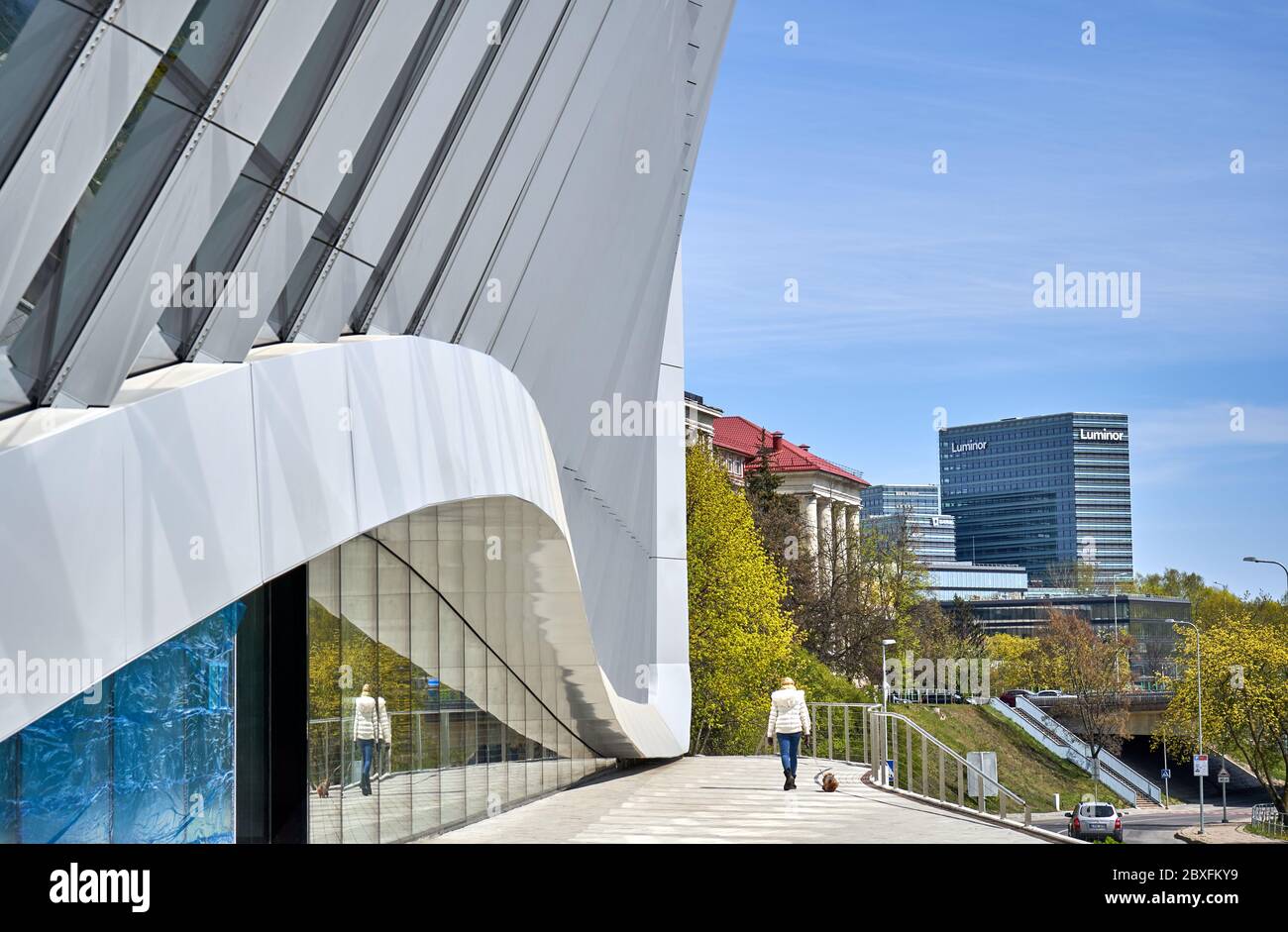 Modern office building in Vilnius. Luminor bank office in the ...