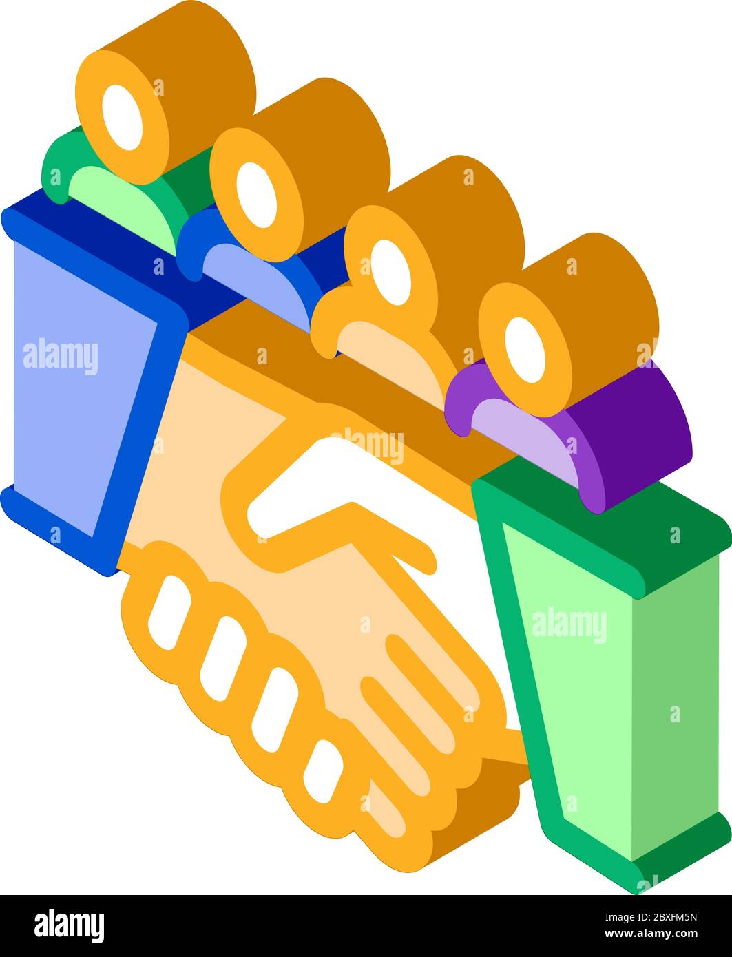 handshake on work contract isometric icon vector illustration Stock ...