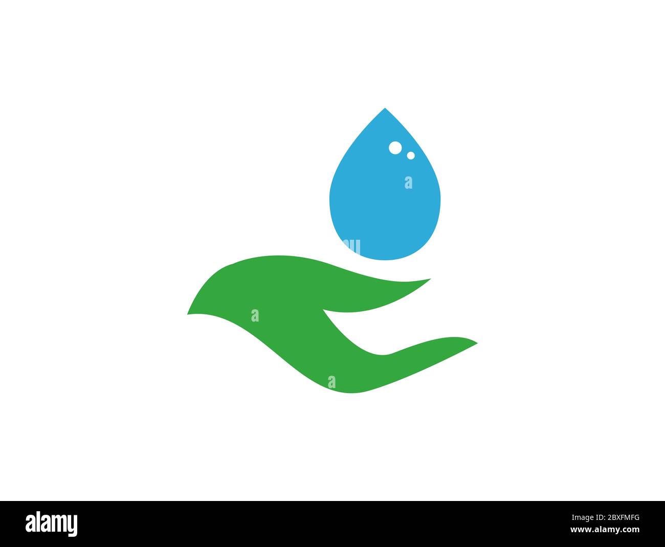 Hand and Blue Water Drop Icon Stock Photo - Alamy