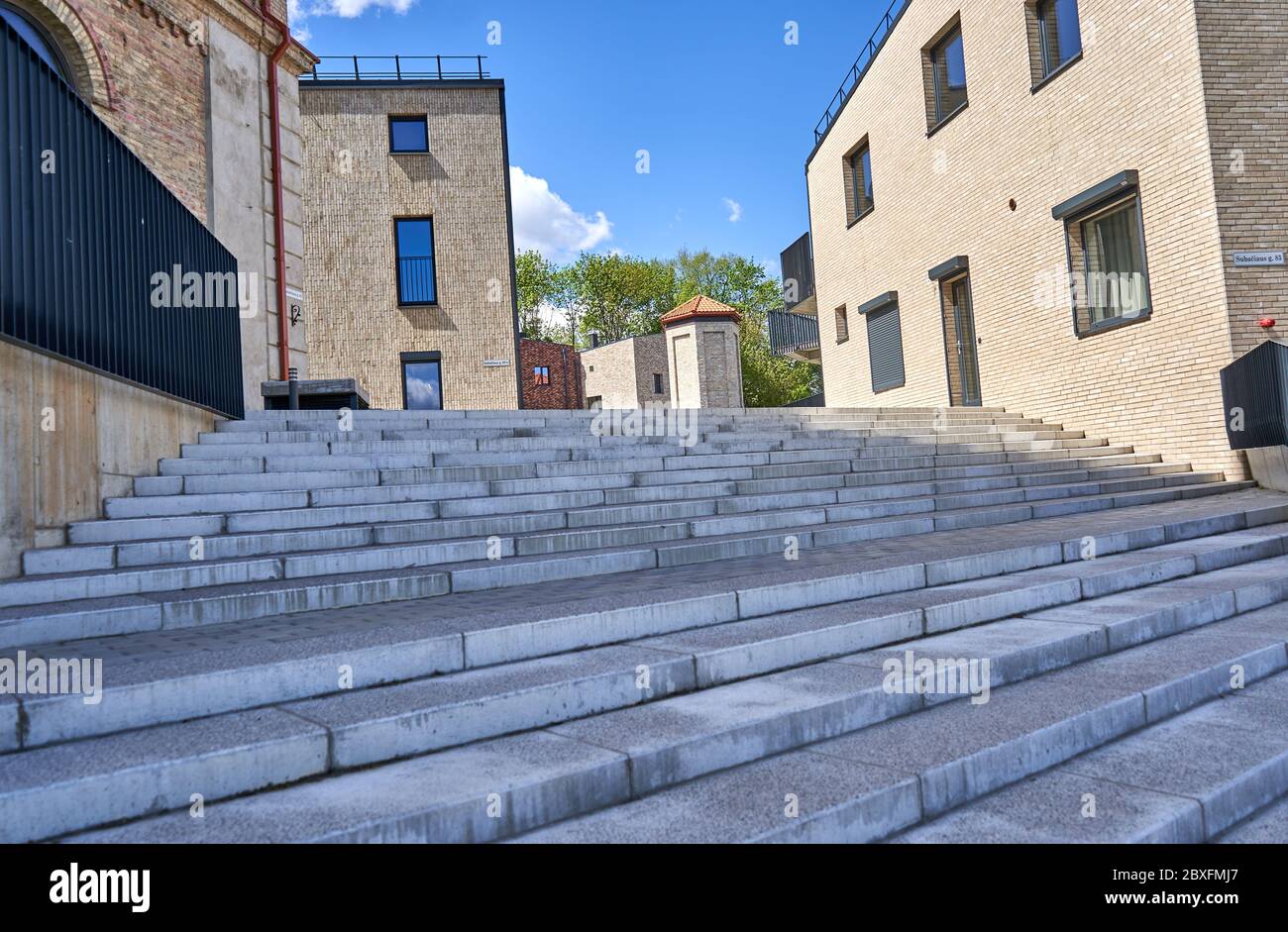 Stairs and new residential buildings on both sides Stock Photo - Alamy
