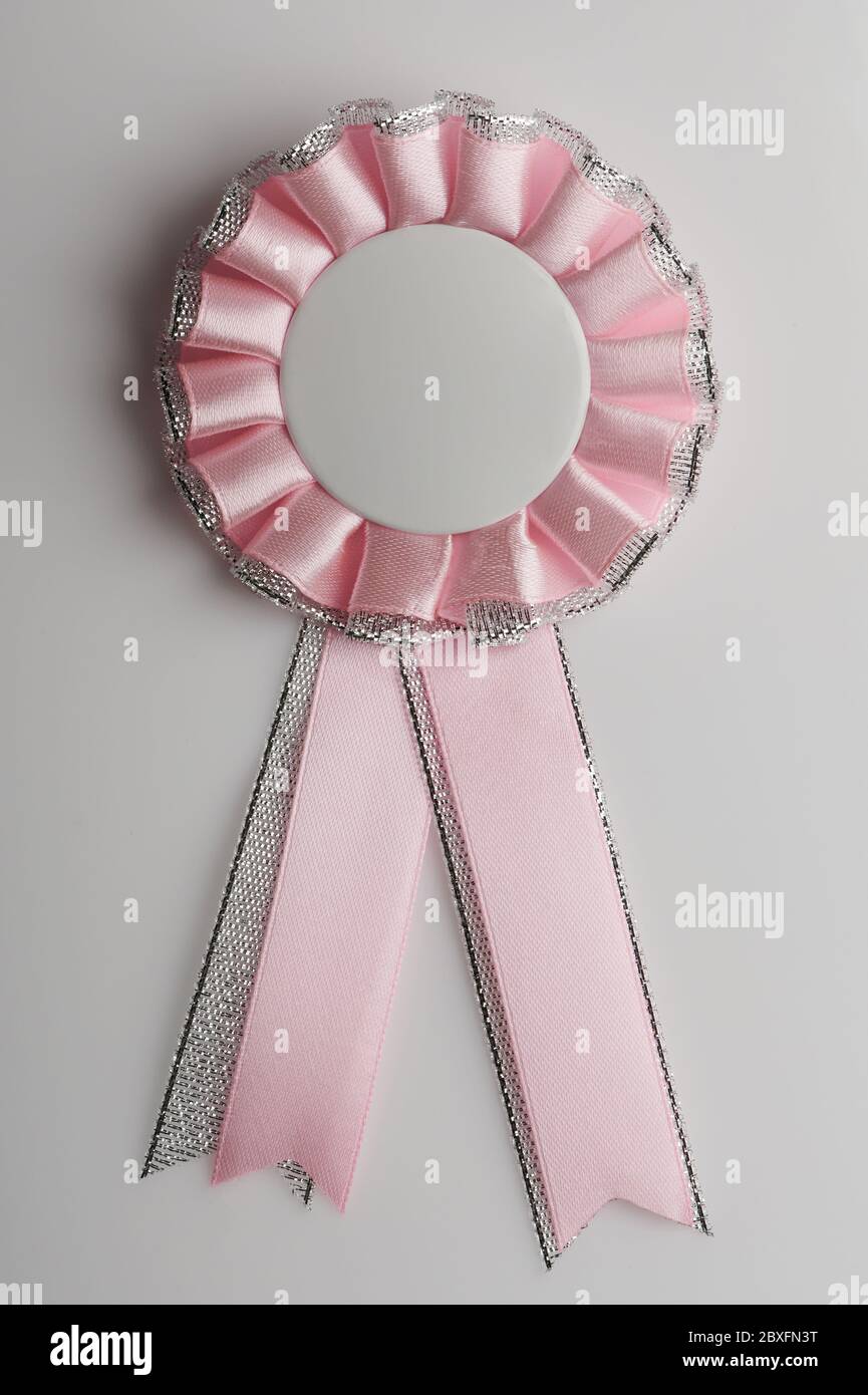 Pink clean badge award on white background Stock Photo - Alamy