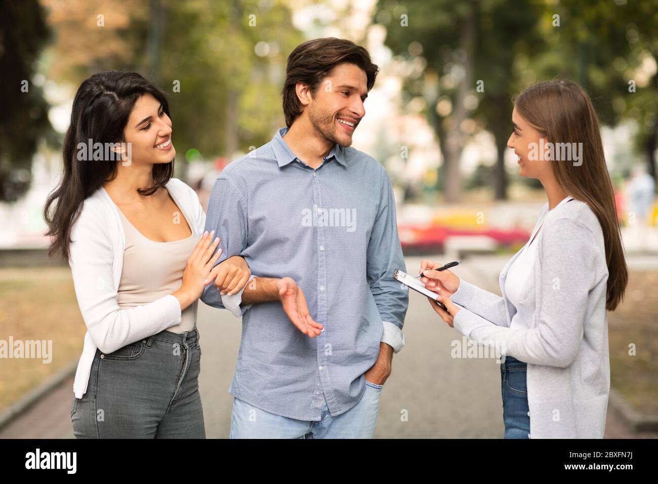Male interviewer conducting survey hi-res stock photography and images ...