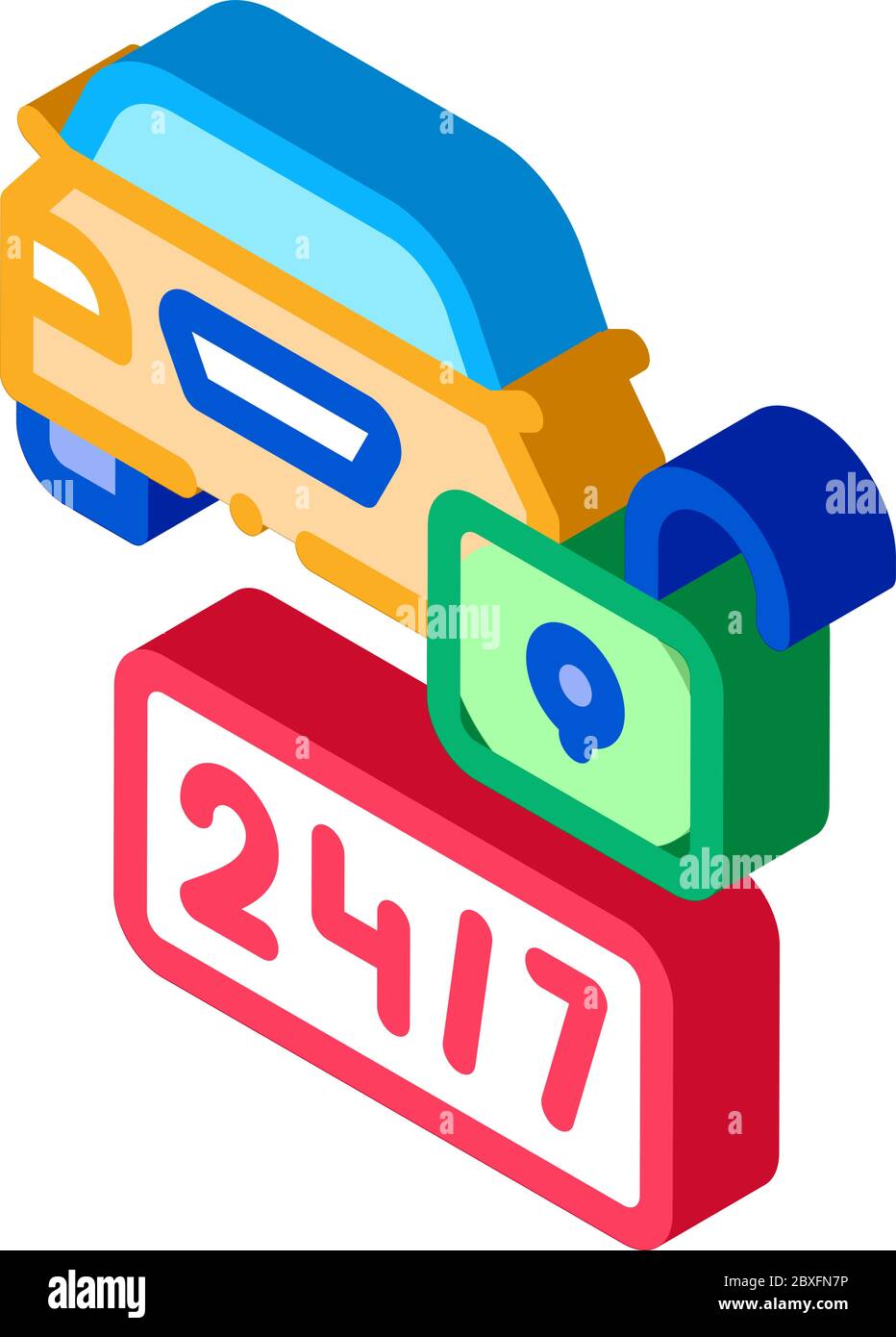 machine protection 24 7 isometric icon vector illustration Stock Vector ...