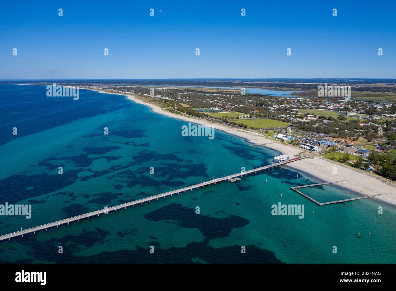 Seascape view with wooden pier hi-res stock photography and images - Alamy