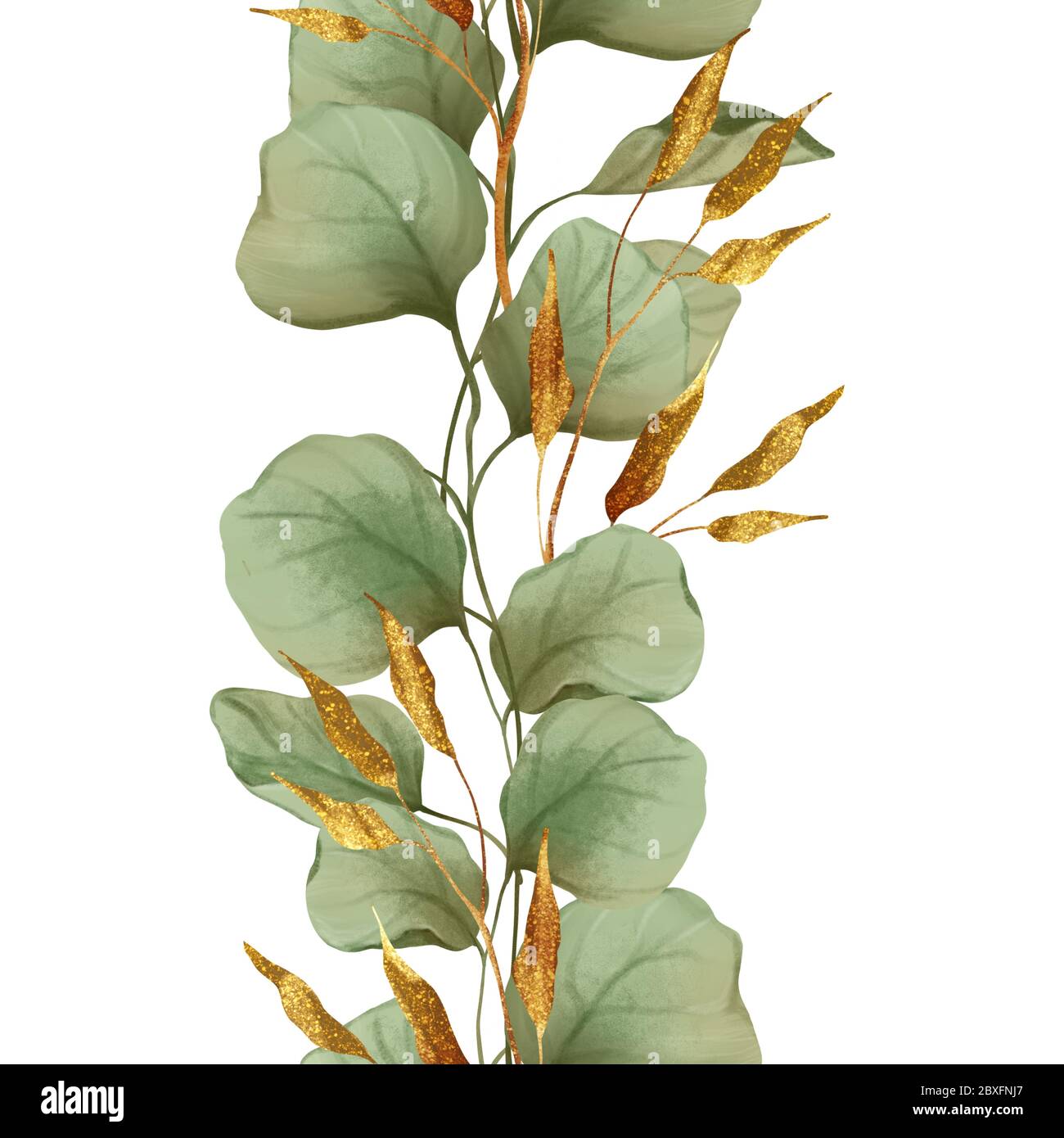 Seamless border pattern of wild leaves on white background Stock Photo ...